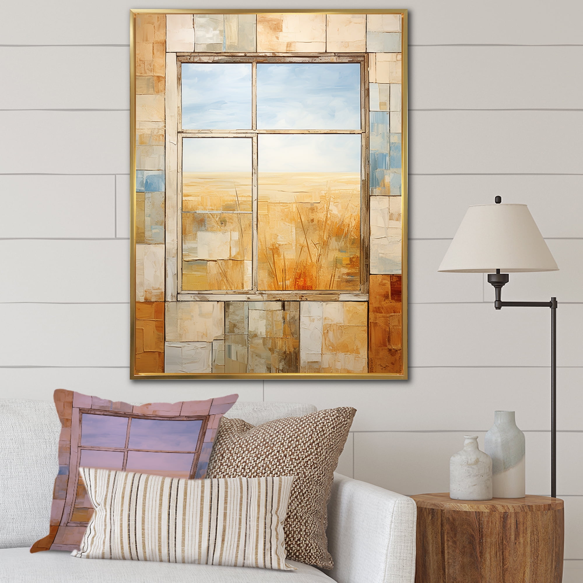 Designart "Cubist Farm Windows in the Countryside II" Farm Framed Wall ...