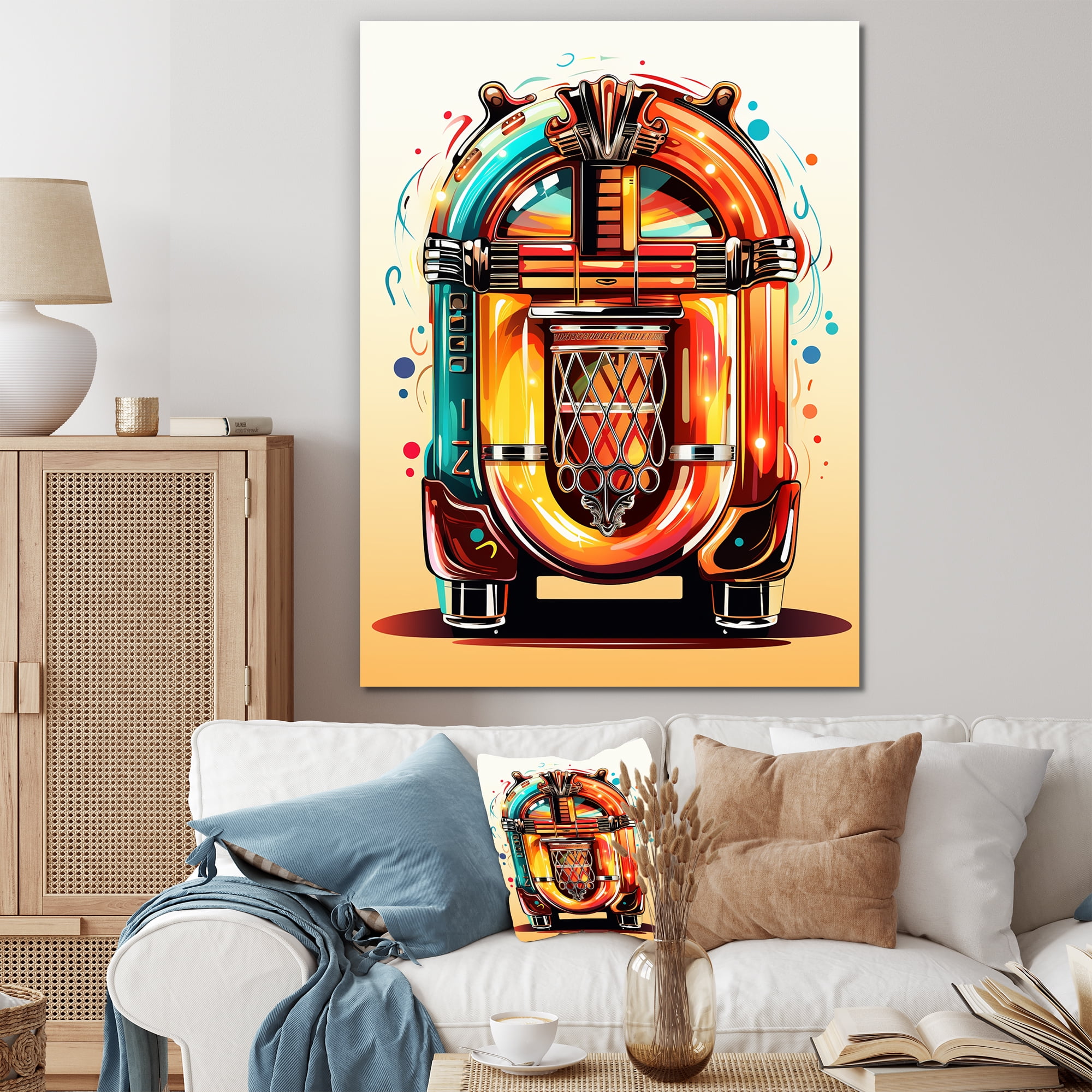 Designart "Cubist Harmonies Jukebox Artistry I" Fashion Canvas Wall Art ...