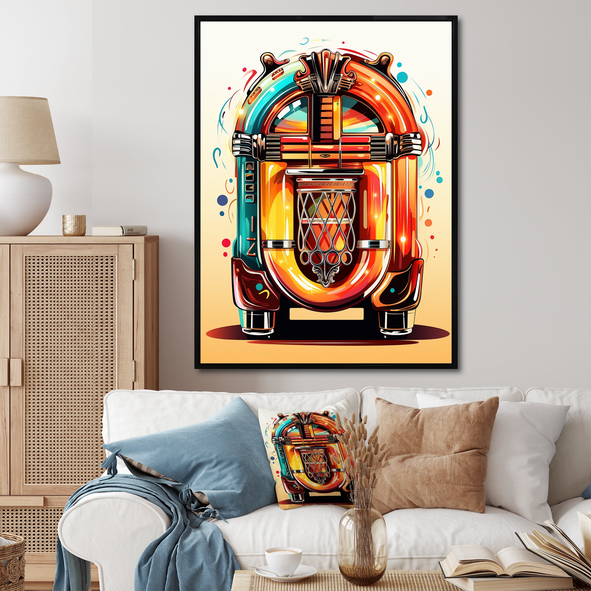 Designart "Cubist Harmonies Jukebox Artistry I" Fashion Framed Wall Art ...