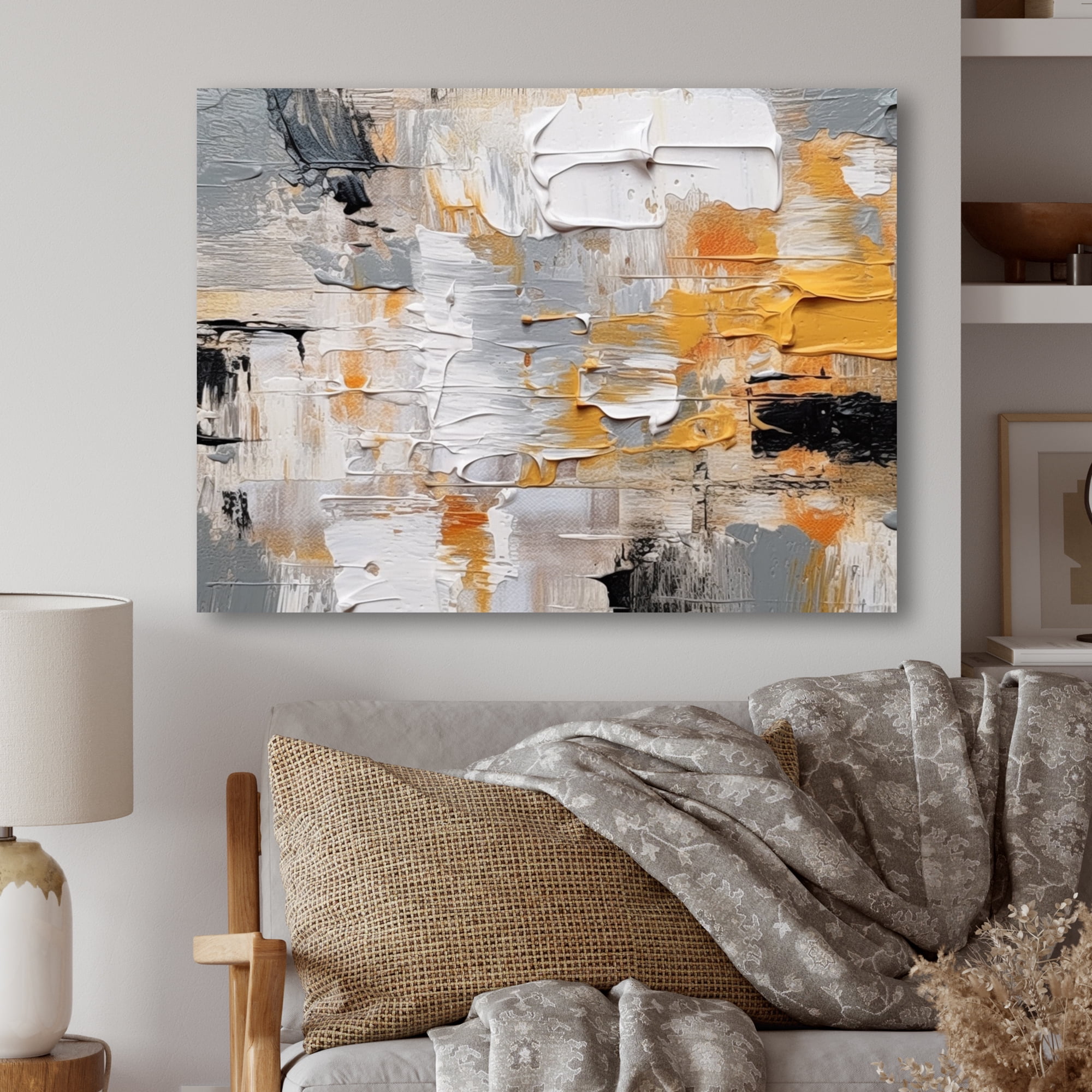 Designart "Cubist Kaleidoscope in Beige and Gold III" Cubism Metal Wall ...