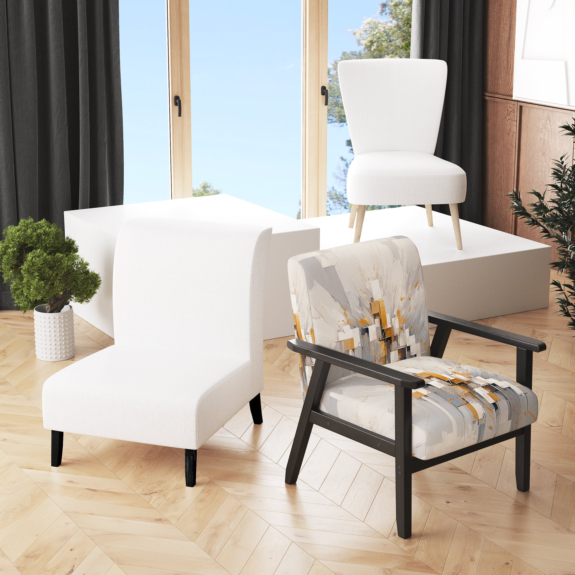 Designart "Cubist Kaleidoscope in Beige and Gold V" Beige Cubism ...