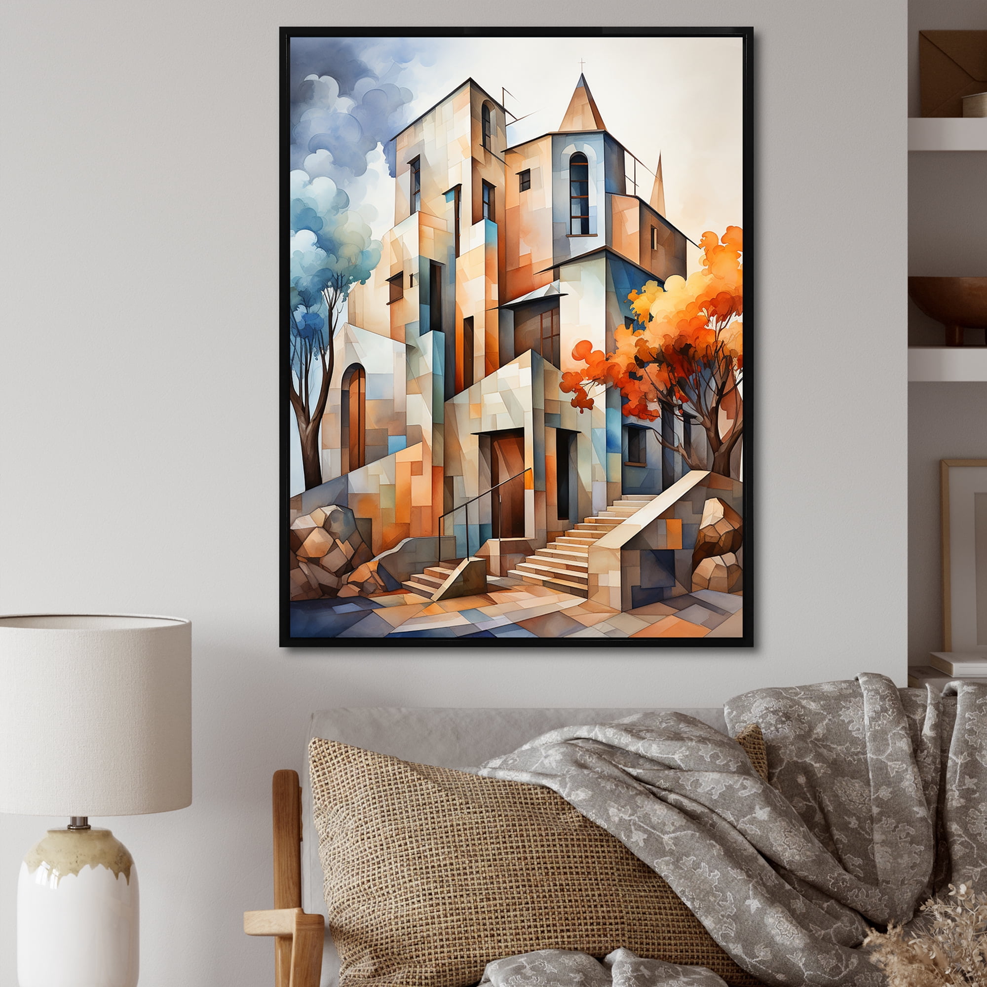 Designart "Cubist Religious Landscape Chapel Edition III" Spiritual ...