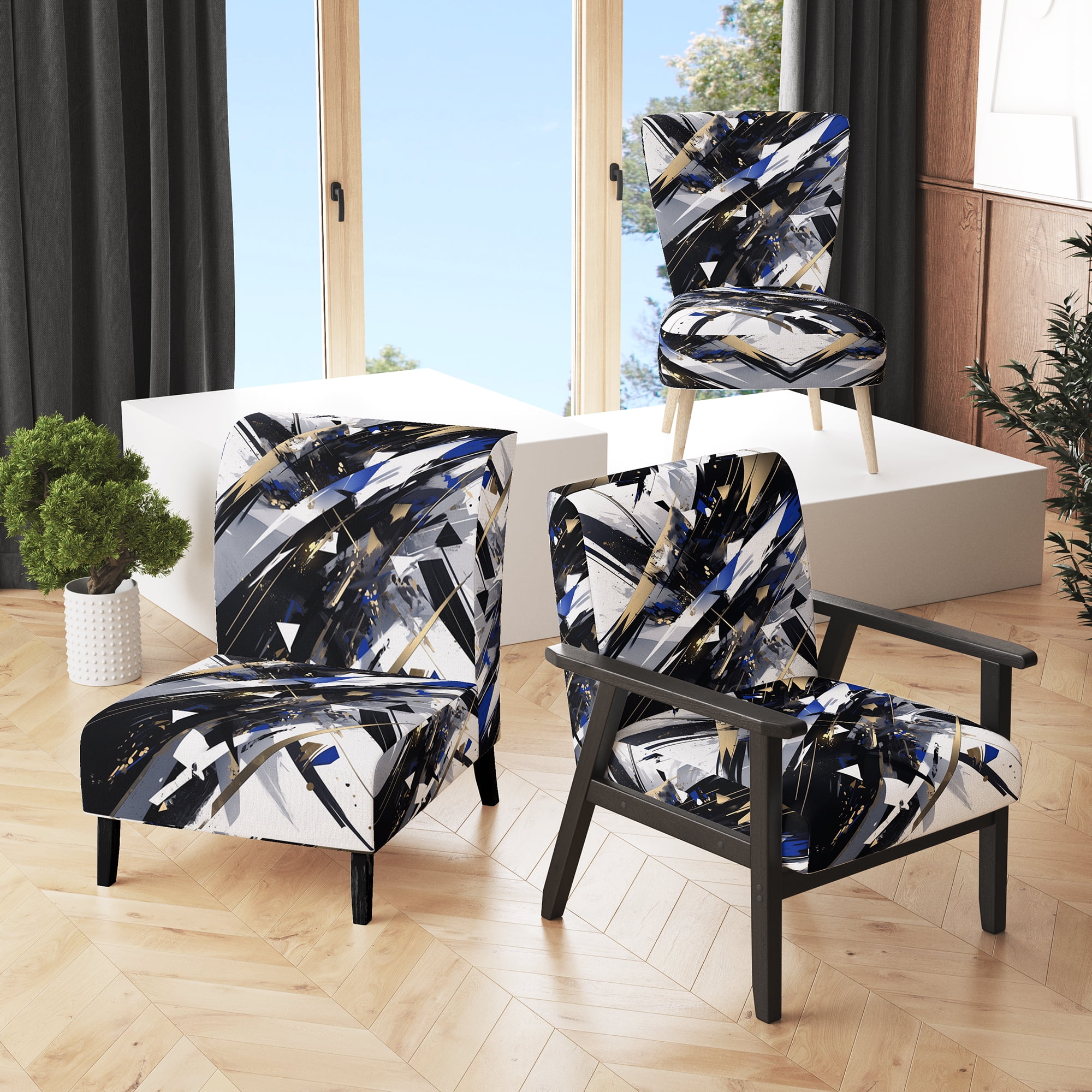 Designart "Cubist Symphony Black White Harmony" Black Cubism ...