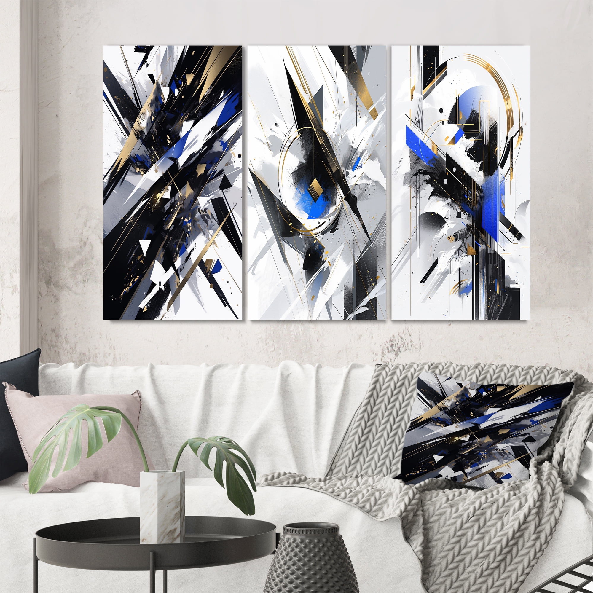 Designart "Cubist Symphony Black White Harmony" Cubism Wall Art Set Of ...