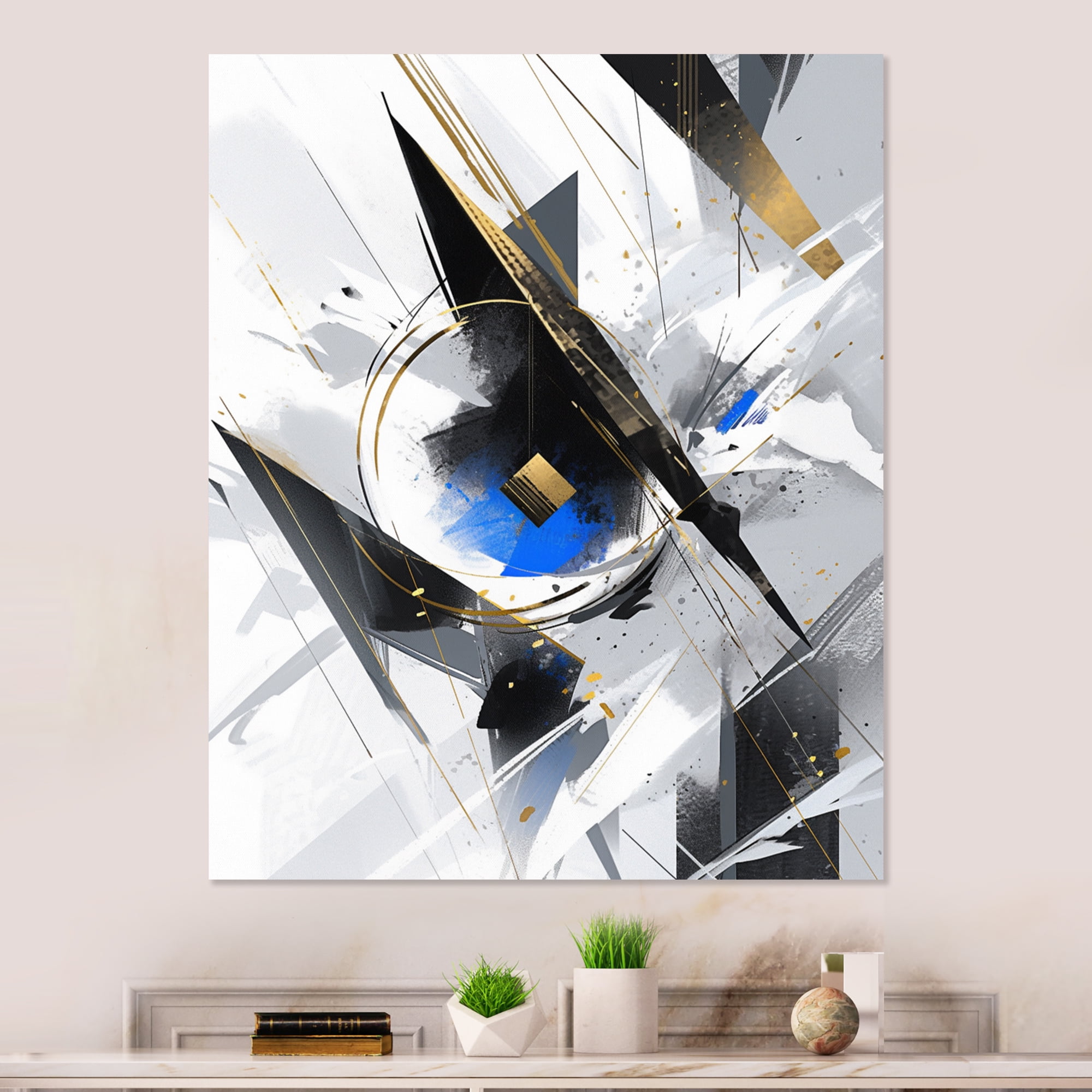 Designart "Cubist Symphony in Blue and Black I" Cubism Metal Wall Decor ...