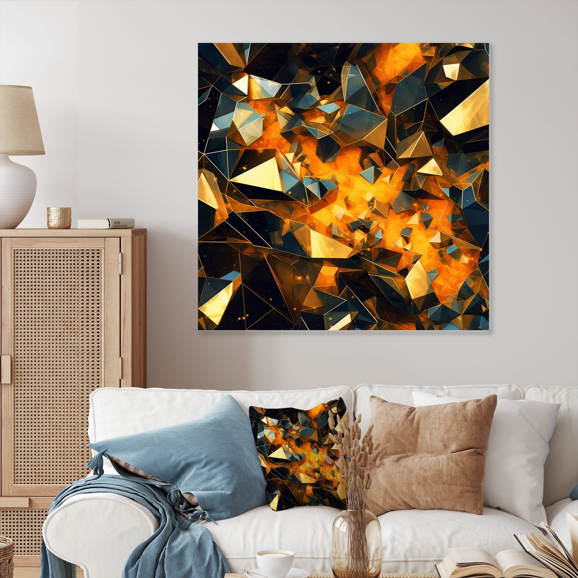 Designart "Cubist Visions in Gold I" Cubism Metal Art Print - Walmart.com