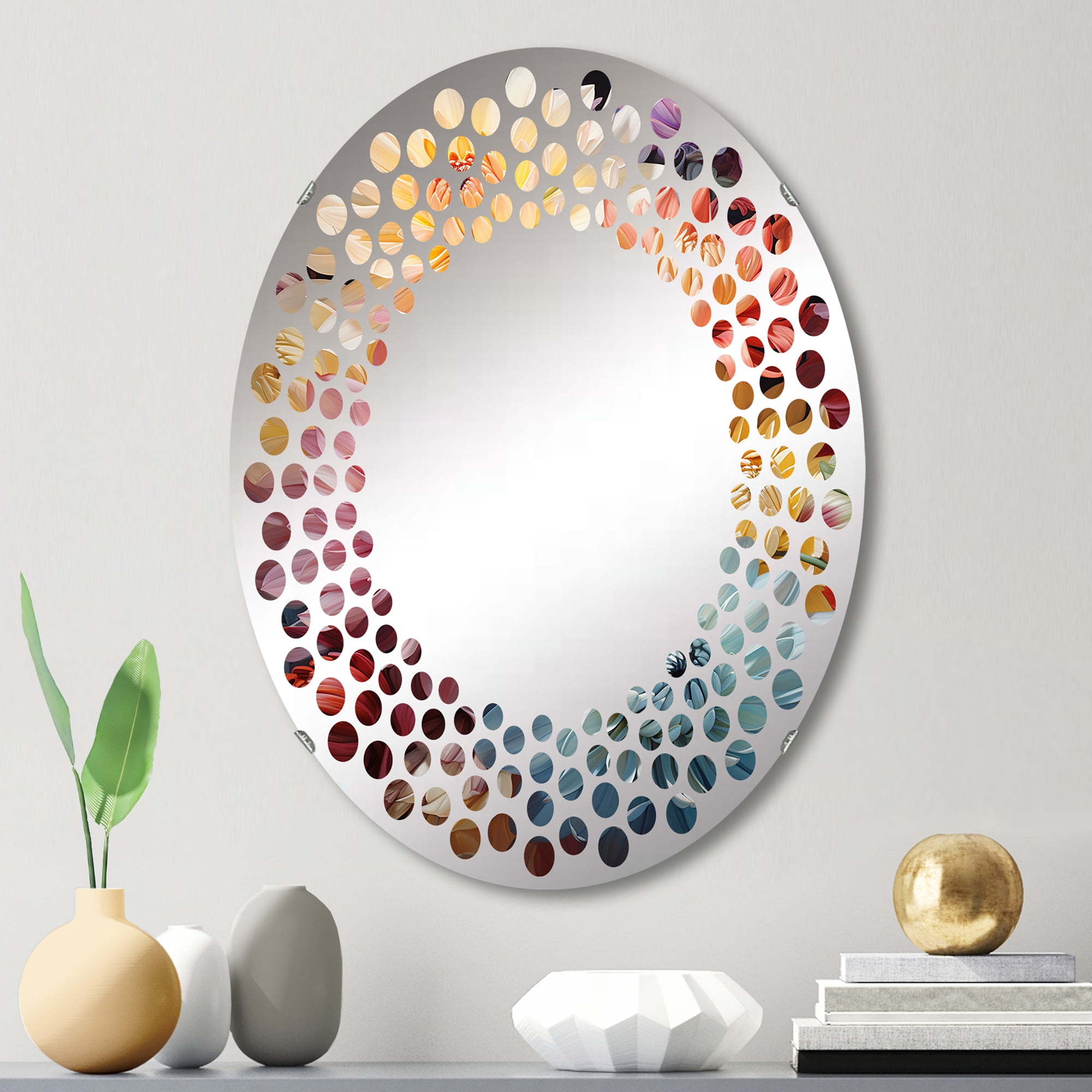 Designart "Curved Stems of Graceful Mums I" Mums Polka Dot Round Wall ...