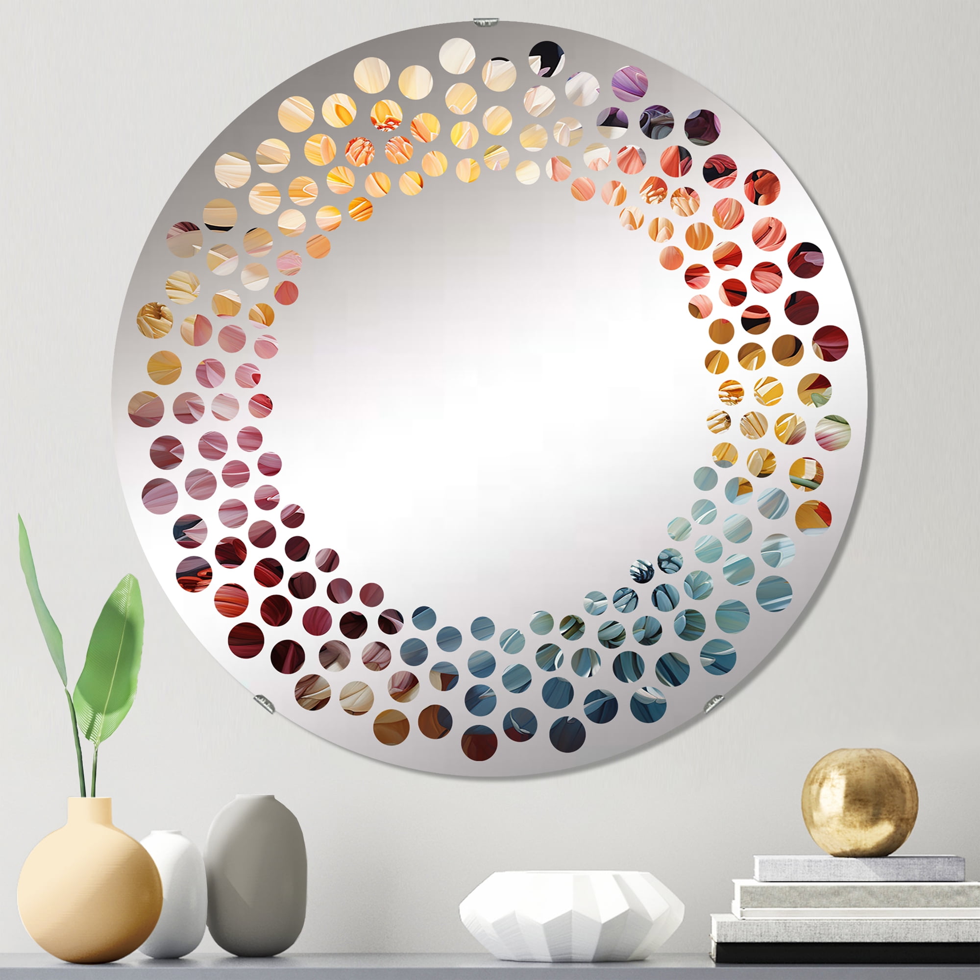 Designart "Curved Stems of Graceful Mums I" Mums Polka Dot Round Wall ...