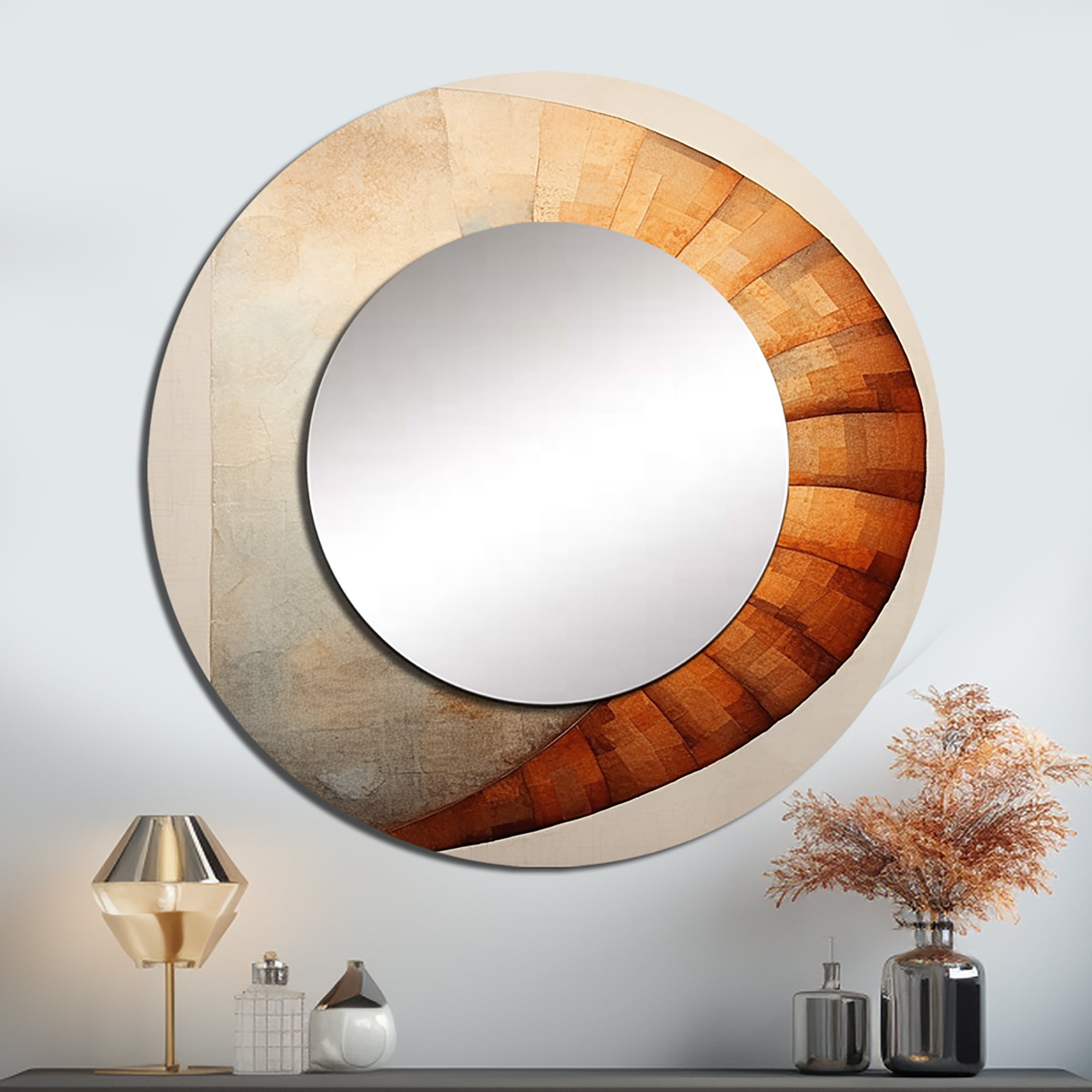 Designart "Curves Of Copper In Nautilus Spiral" Nautilus Rund Mirror ...
