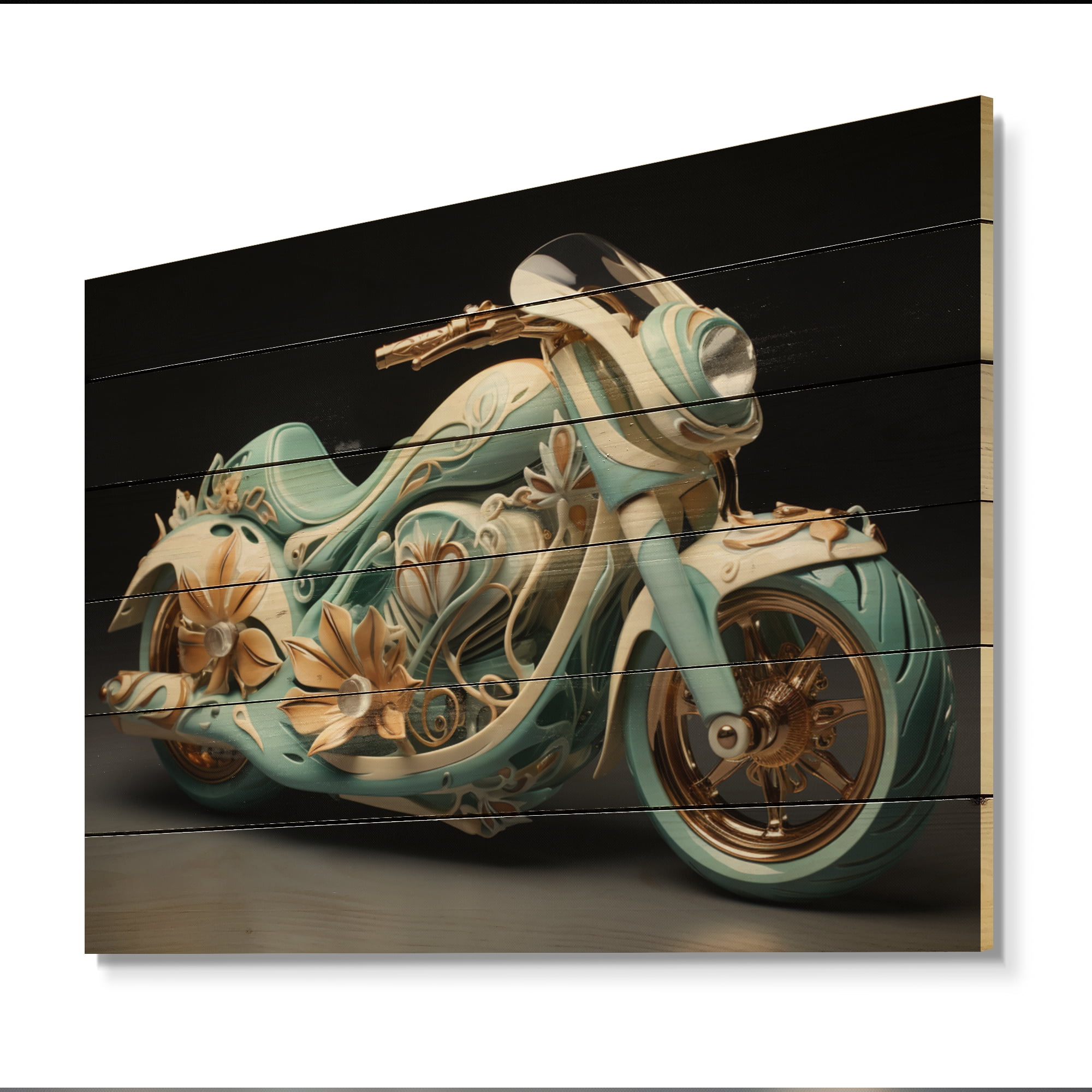 Designart "Custom Cruiser Turquoise Gold Scooter II" Transportation ...