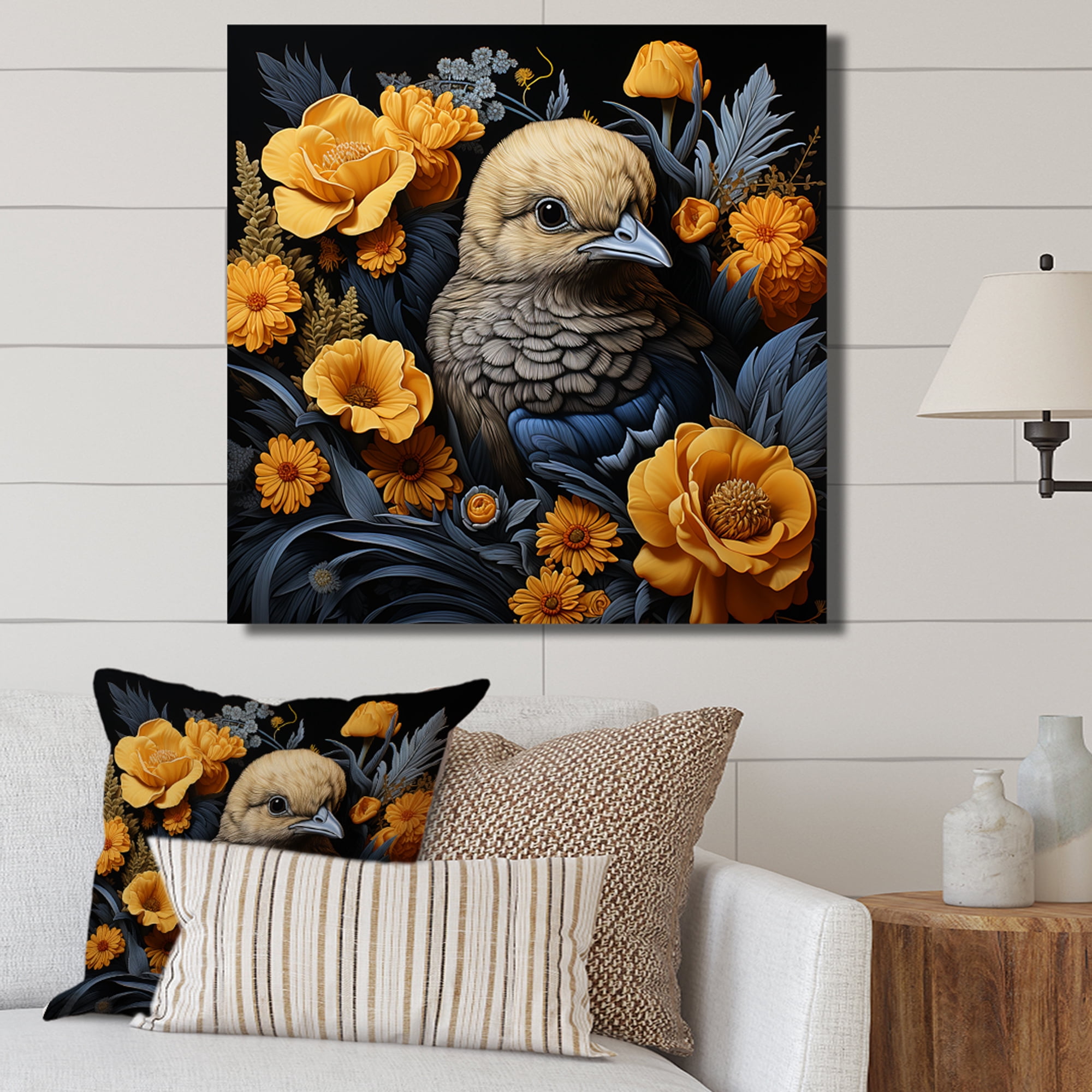Designart "Cute Plumage of Chicken" Animals Wall Art - Modern Yellow ...