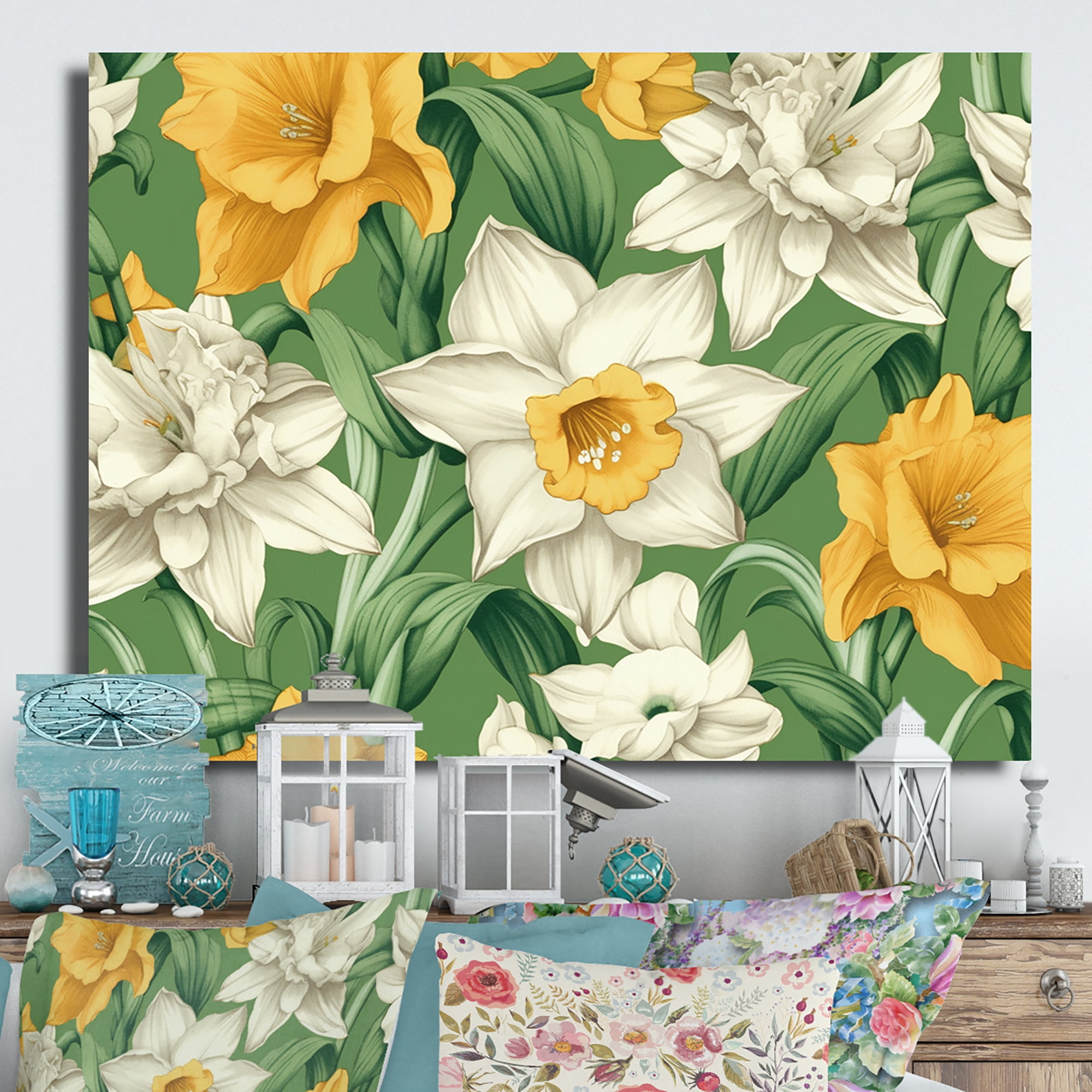 Designart "Daffodils in Yellow and White A Nature s Impression I ...