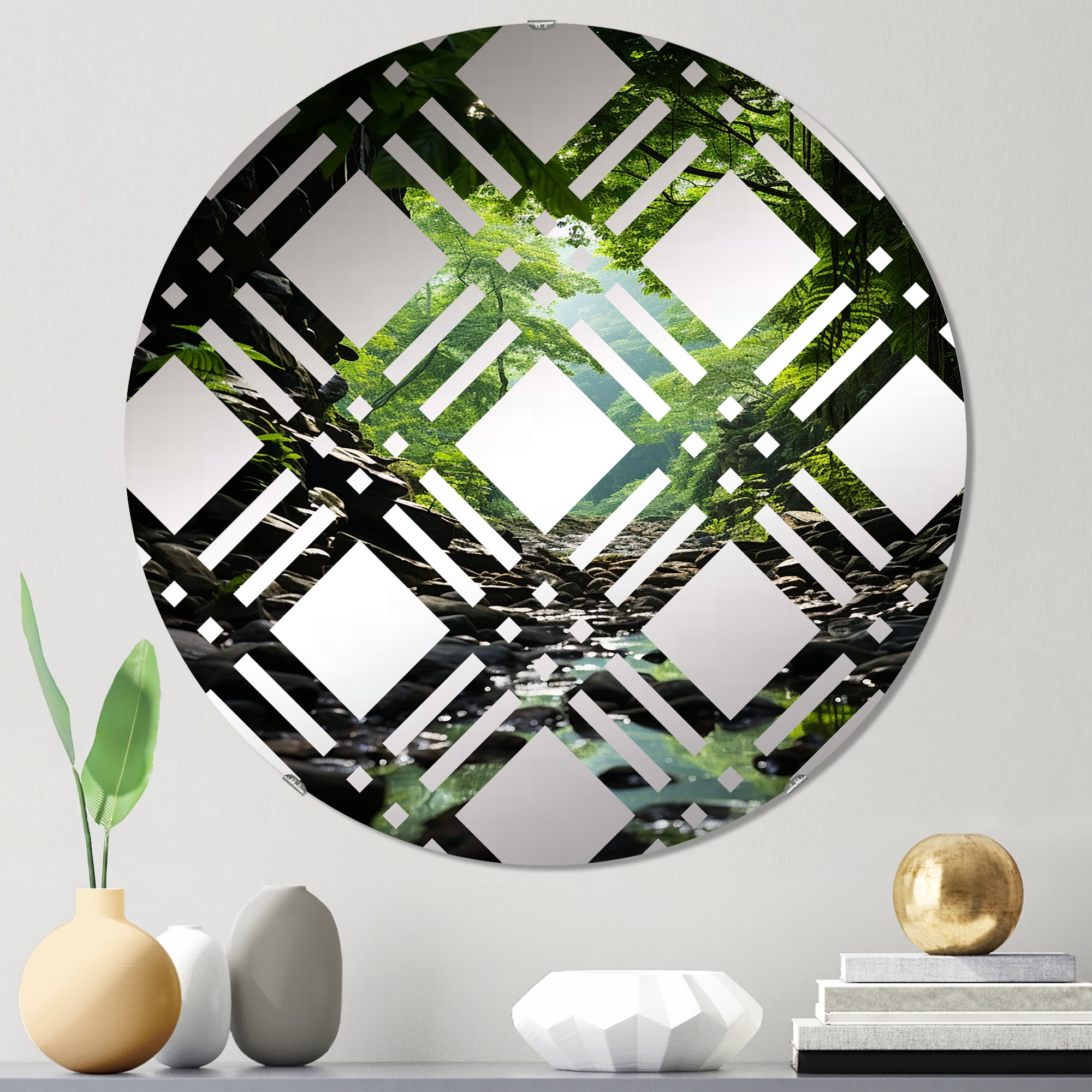 Designart "Daintree Verdant Treetop World" Australia Plaid Round Wall ...