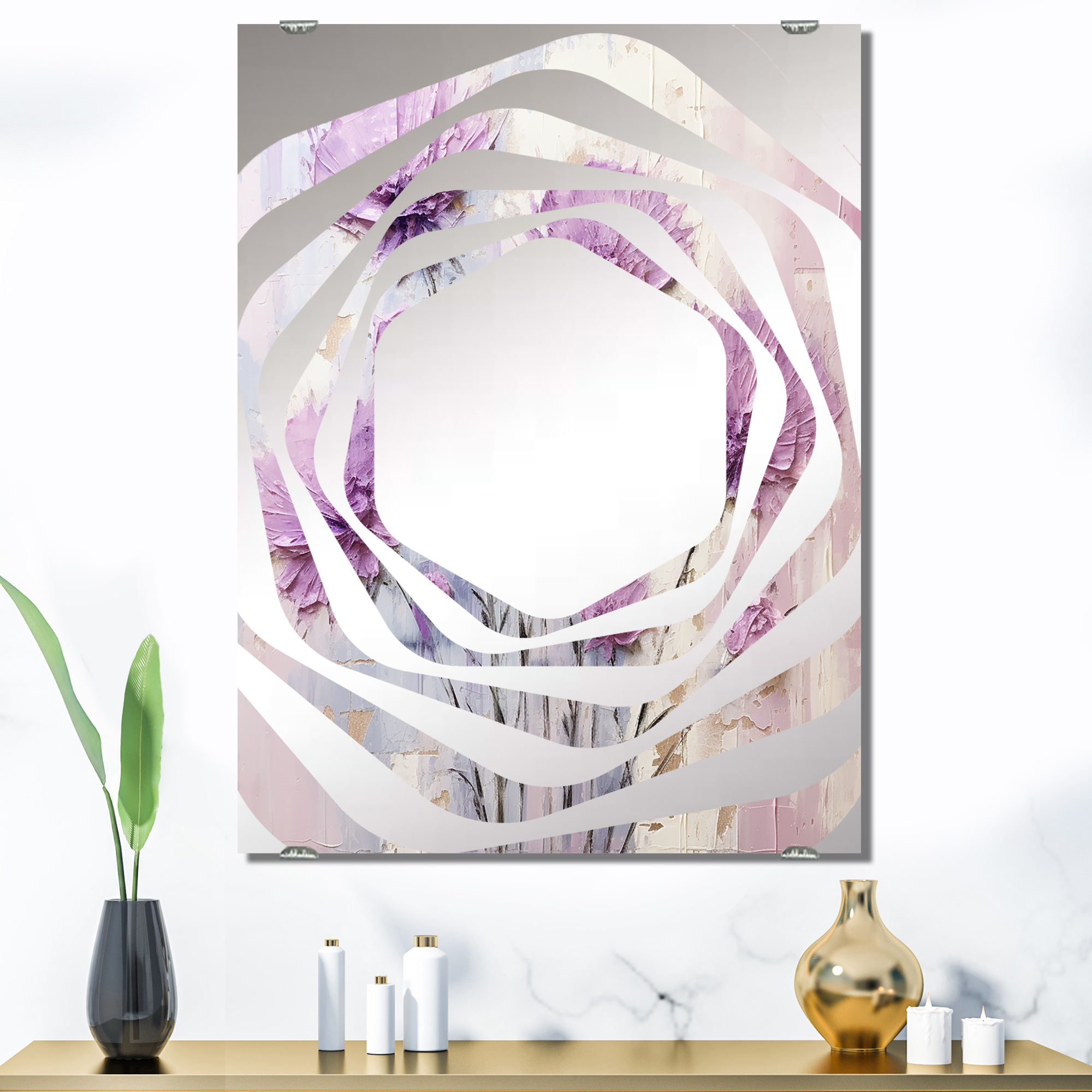 Designart "Daisy Beauty in Purple and Beige" Daisies Oversized Wall ...
