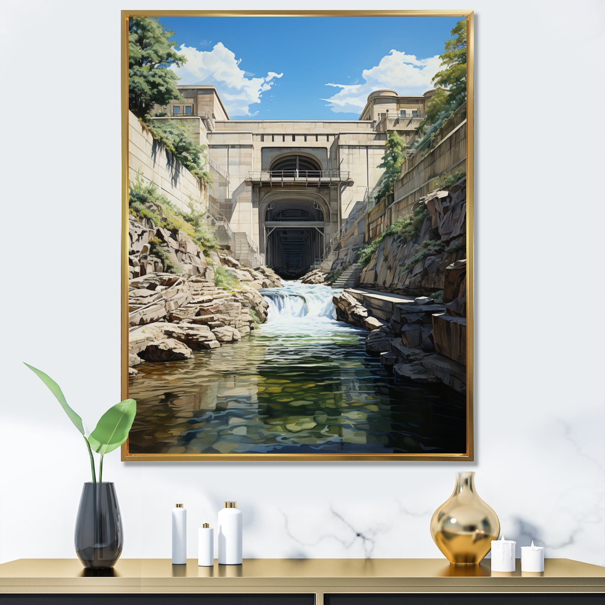 Designart "Dam Structural consistency Architectural" Cityscapes Floater ...