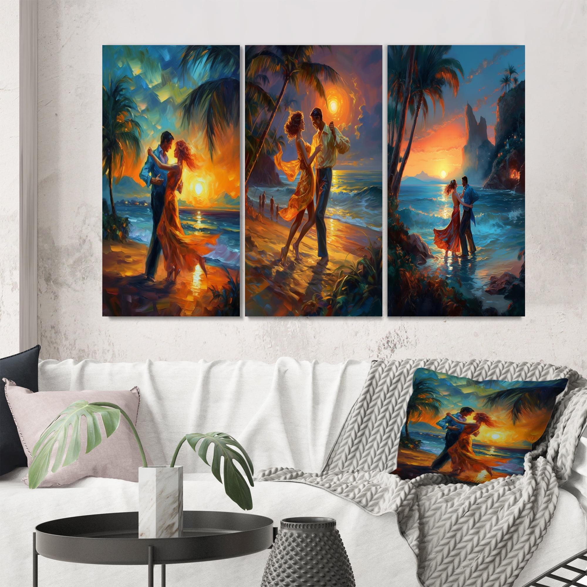 Designart "Dance Of Love The Couple s III" Romantic Wall Art Set Of 3 ...