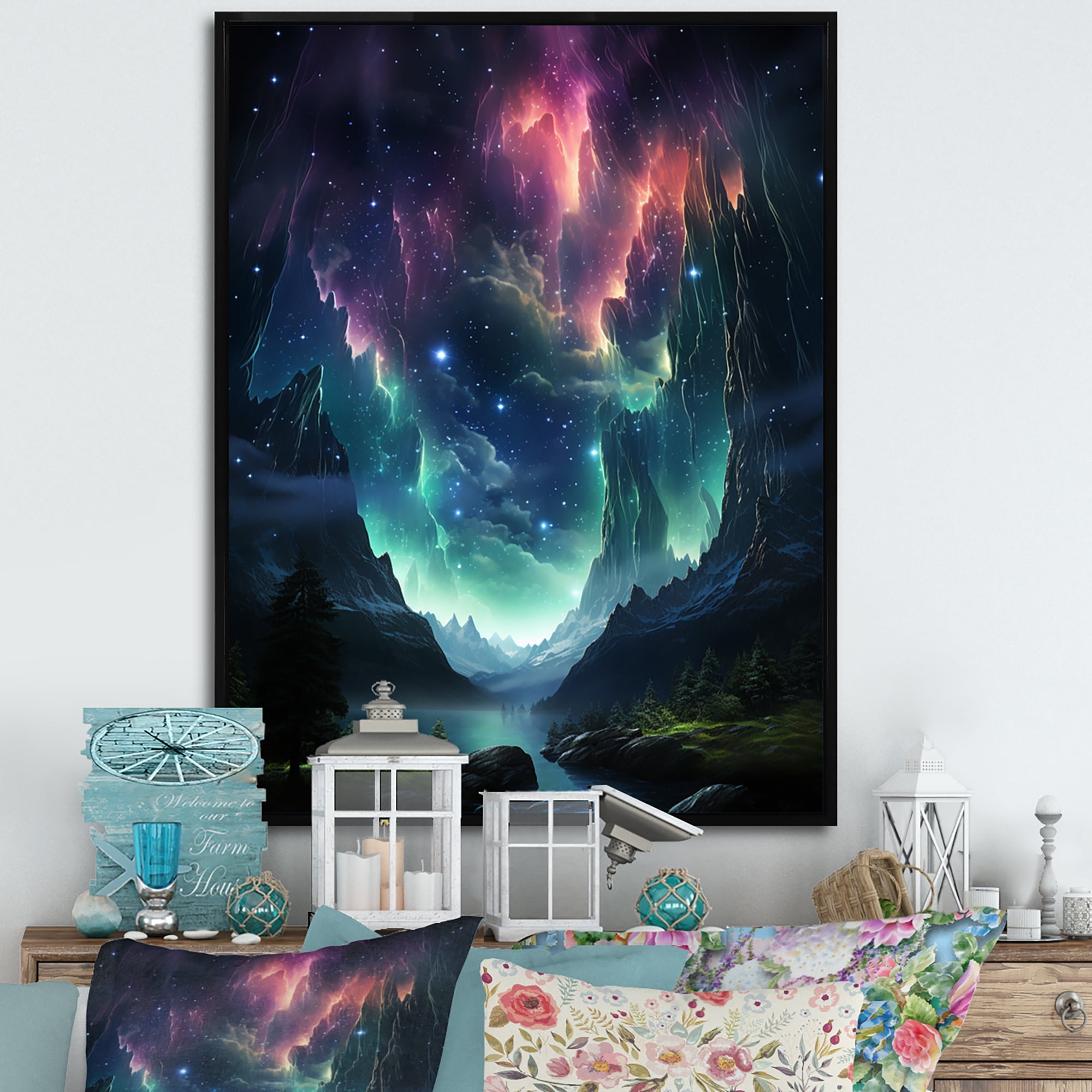 Designart "Dancing Lights of the Aurora Borealis VI" Landscape & Nature ...
