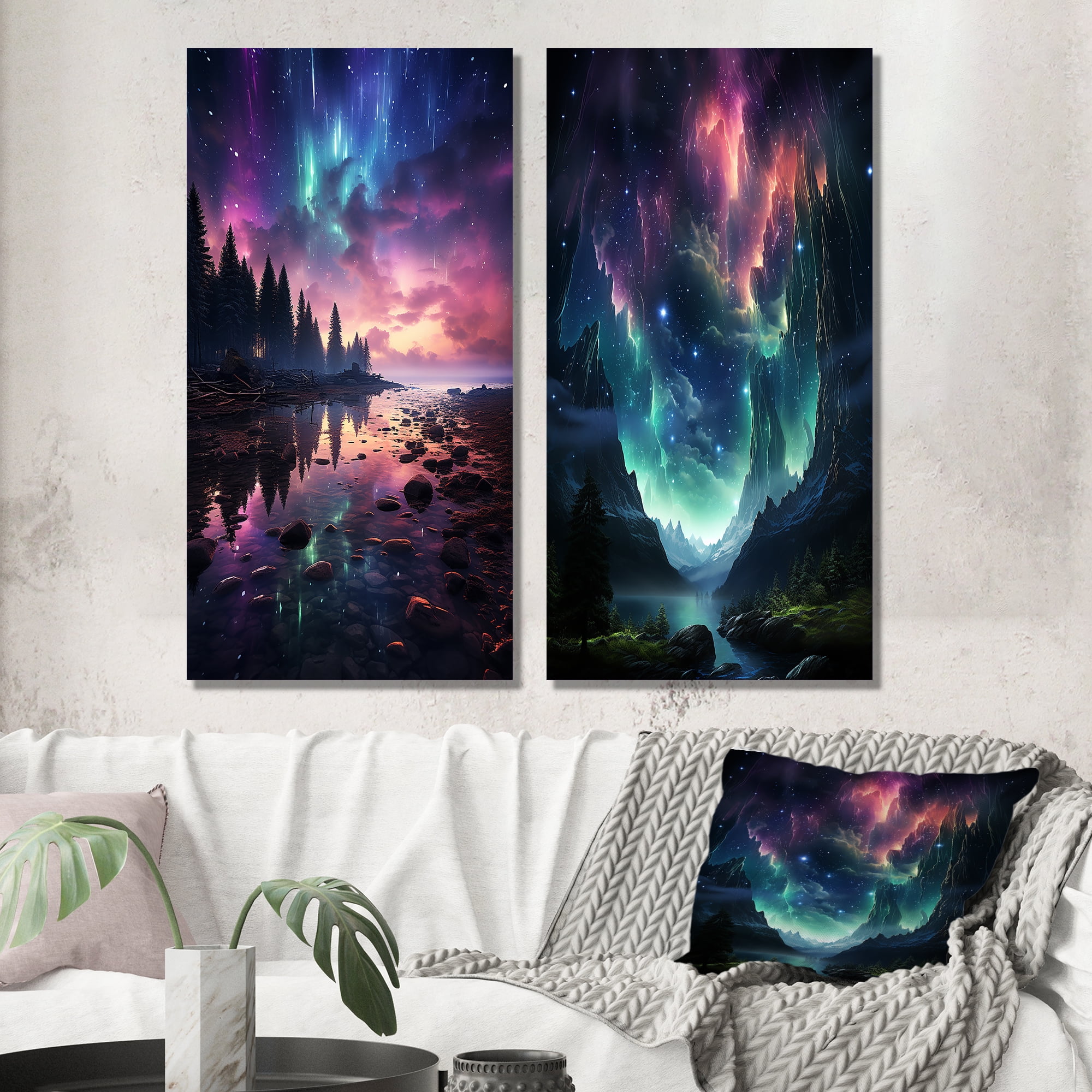 Designart "Dancing Lights of the Aurora Borealis VII" Aurora Borealis ...