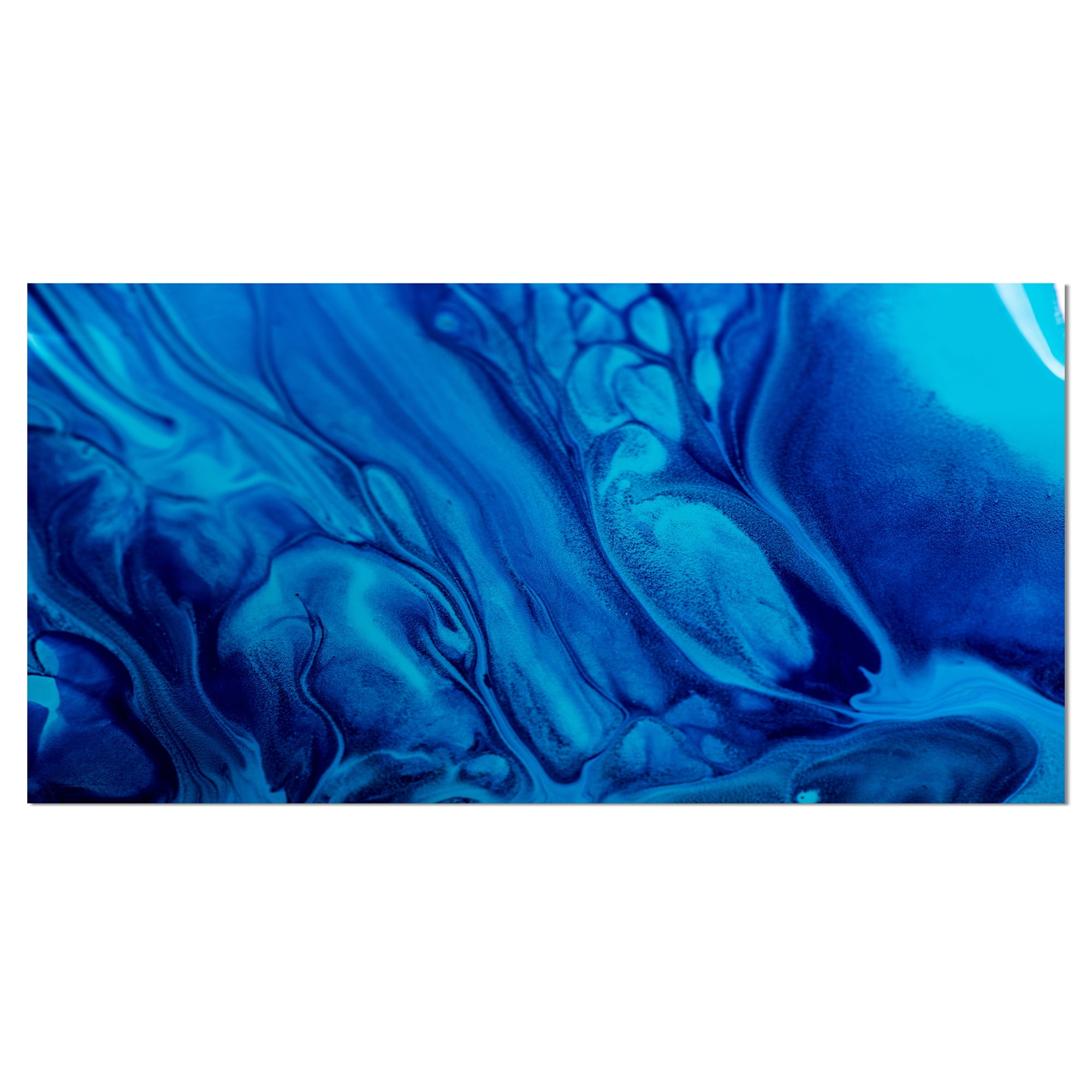Designart 'Dark Blue Abstract Acrylic Paint Mix ' Abstract Art on ...