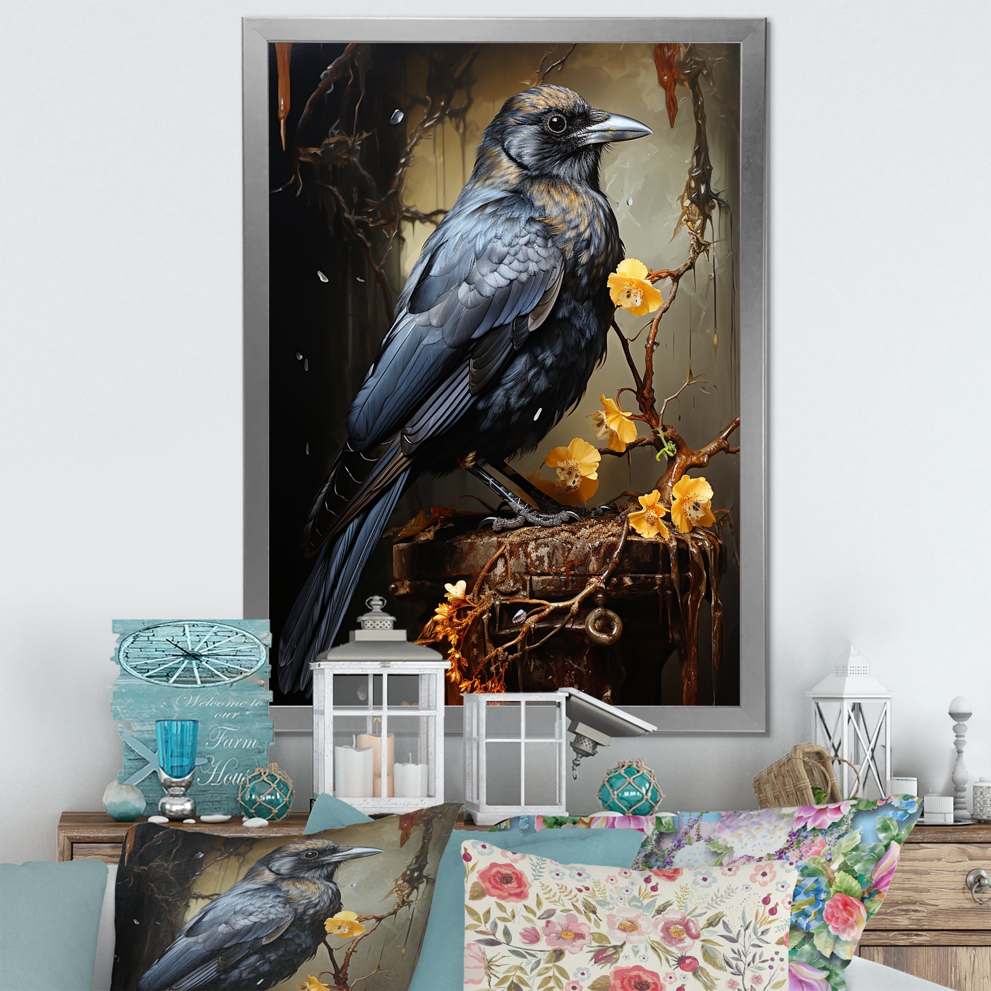 Designart "Dark Shadows Bring Mysterious Mood" Animals Bird Picture ...