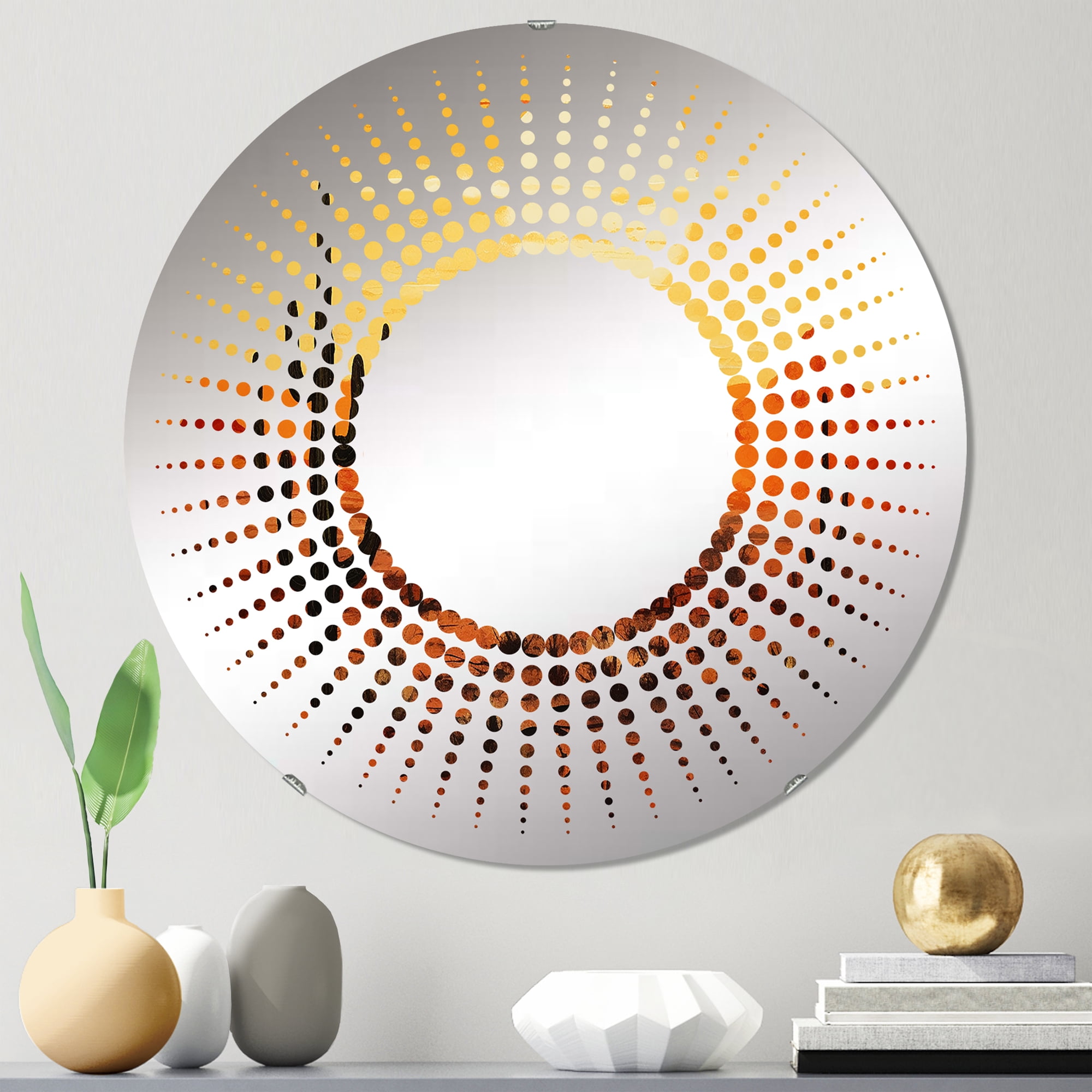 Designart "Dawn Cactus Outlines" Cactus Starburst Round Wall Mirror ...