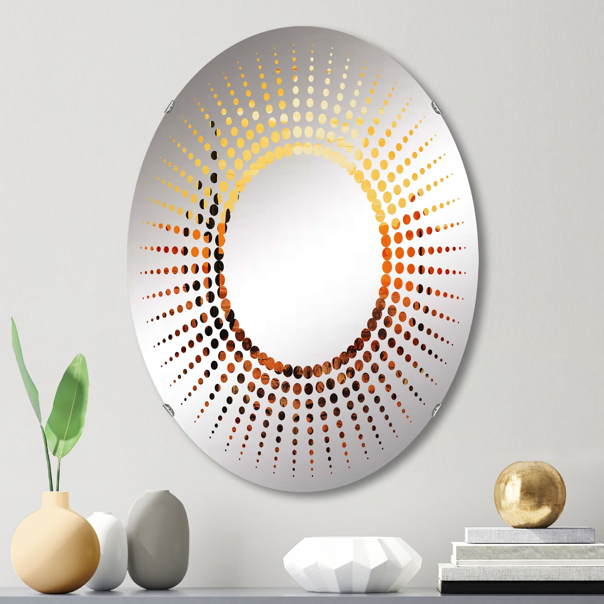 Designart "Dawn Cactus Outlines" Cactus Starburst Round Wall Mirror ...