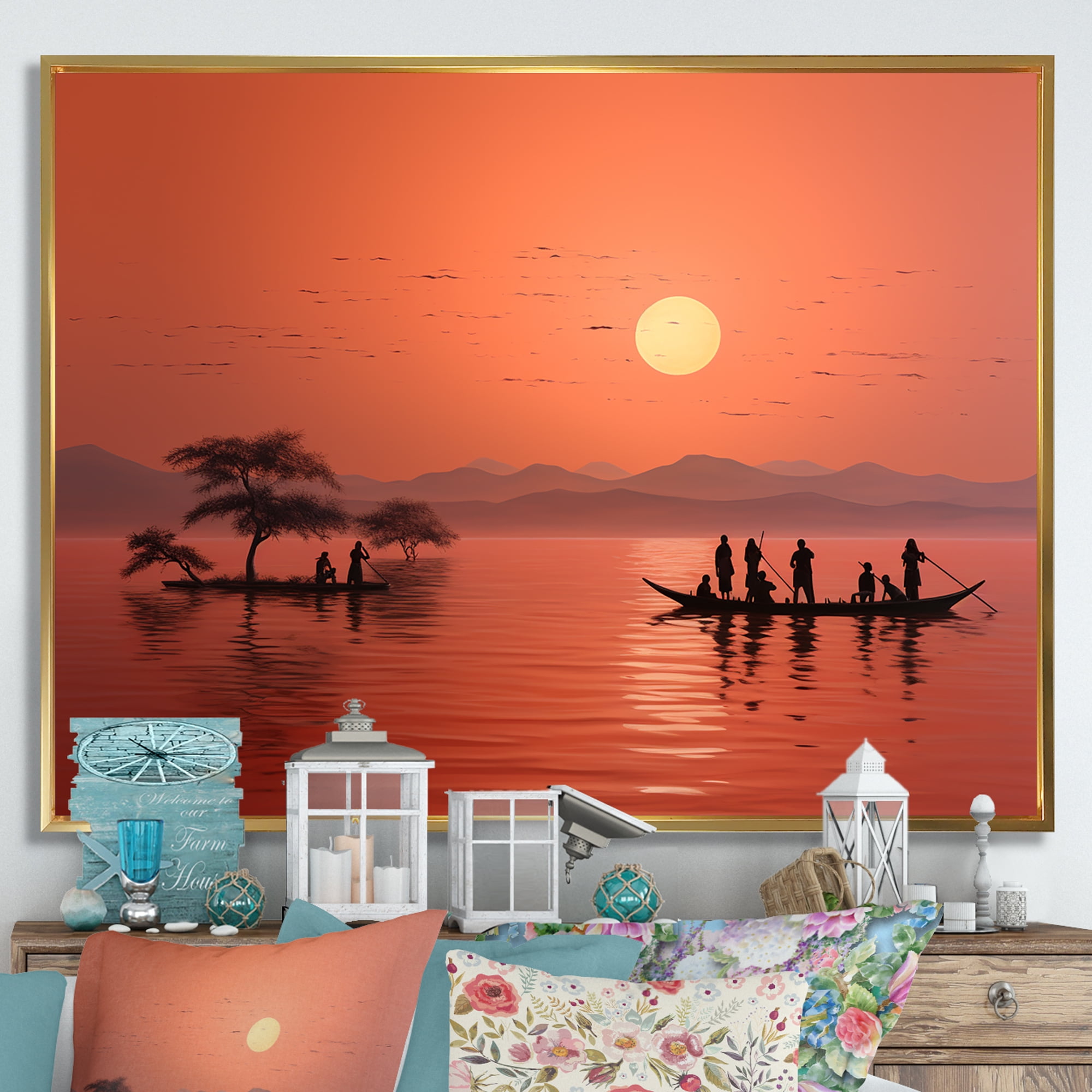 Designart "Dawn With The Dinka Tribe" African Tribes Floater Framed ...