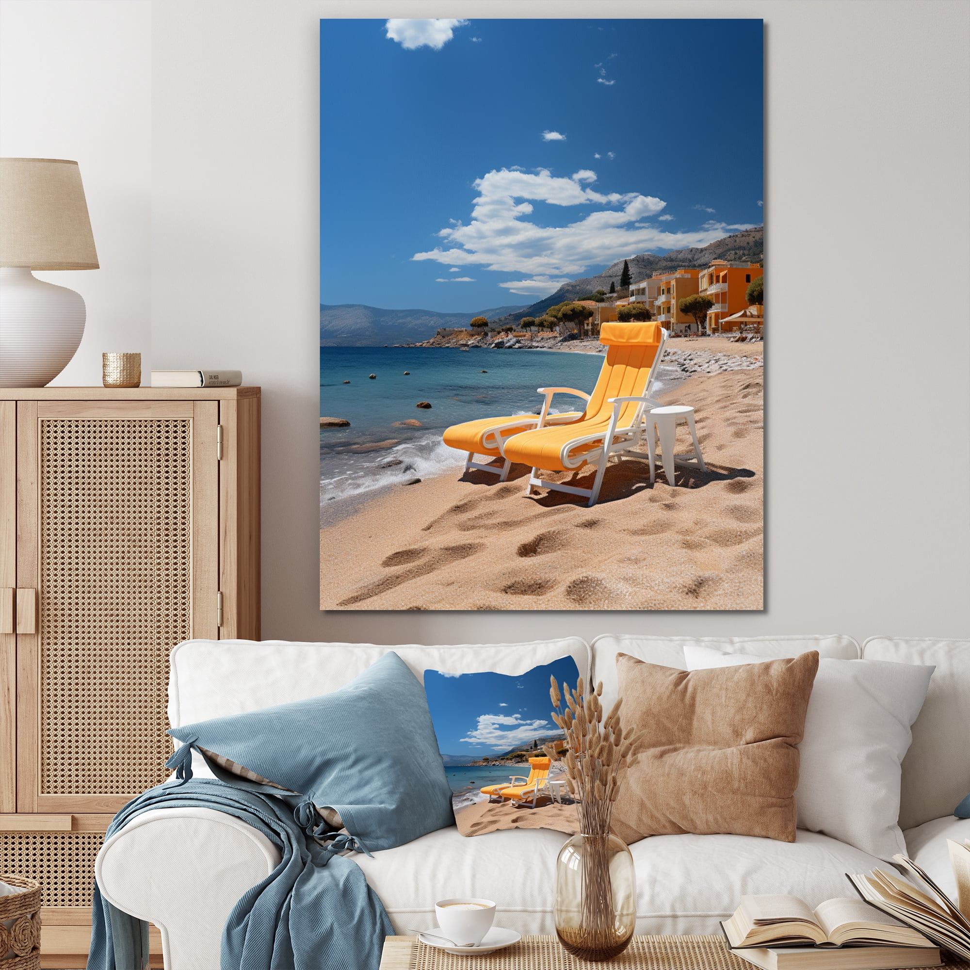 Designart "Dazur Bliss France Cote art painting I" Nautical & Beach ...