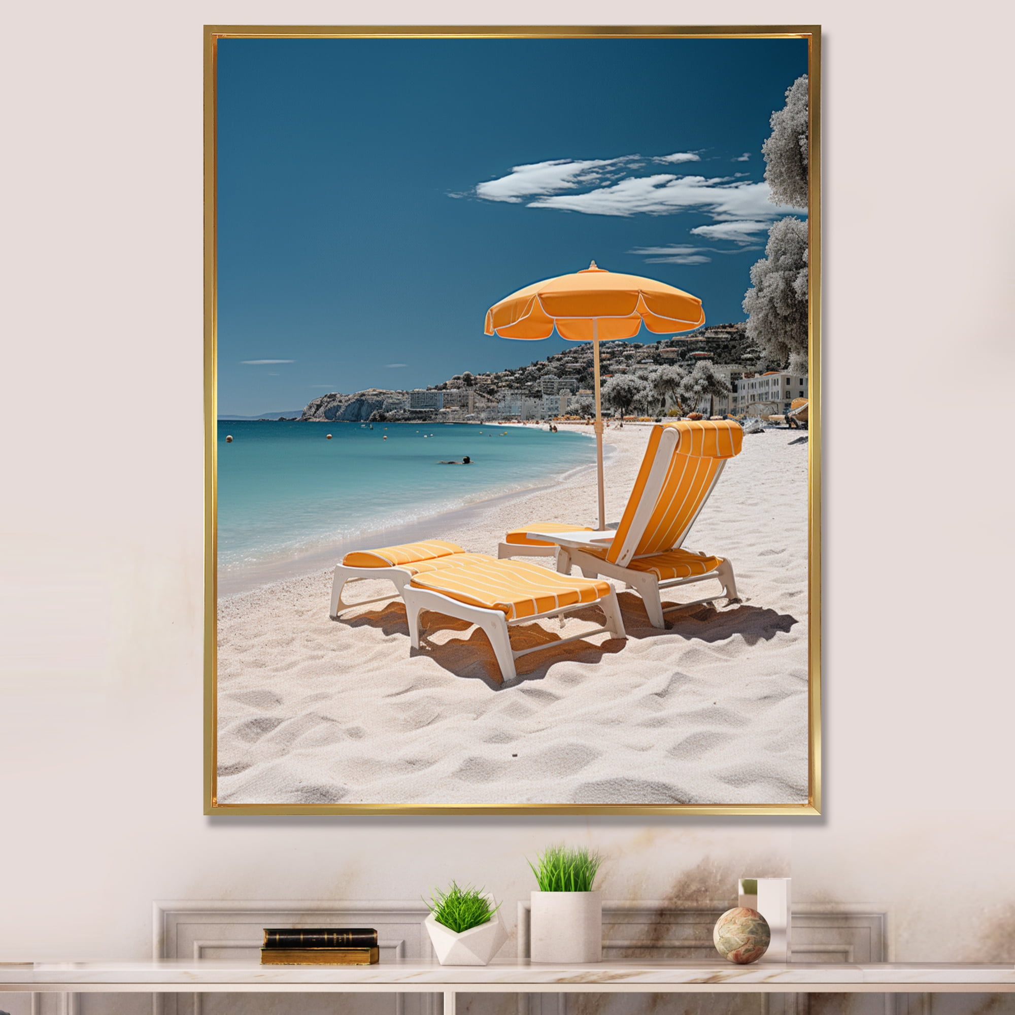 Designart "Dazur Bliss France Cote art painting II" Nautical & Beach ...