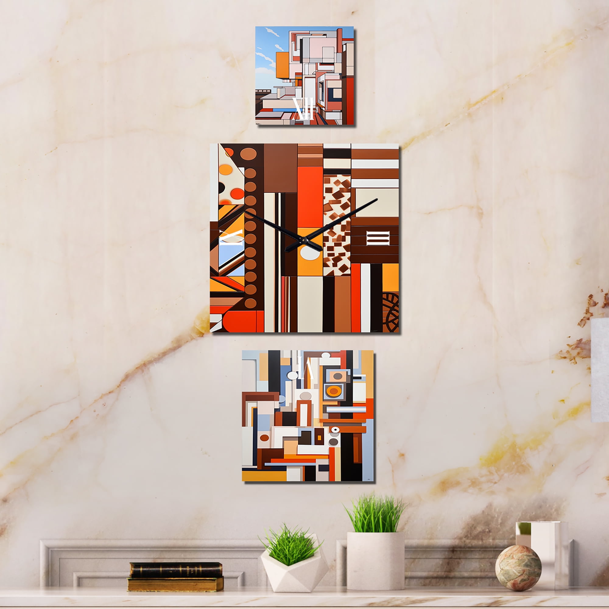 Designart "De Stijl Landscape with Cocoa Charm" Cocoa Oversized ...