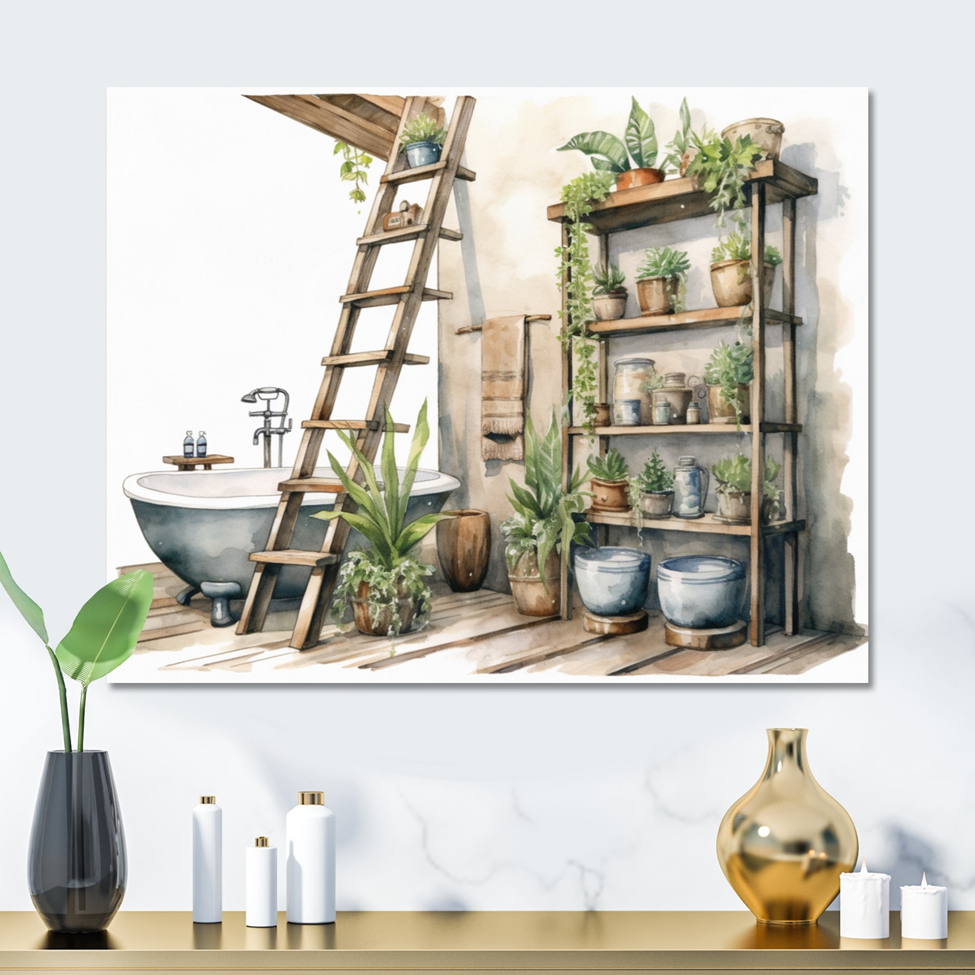 Designart "Decor with a Natural Bathroom Theme XXVIII" Bathroom Metal ...
