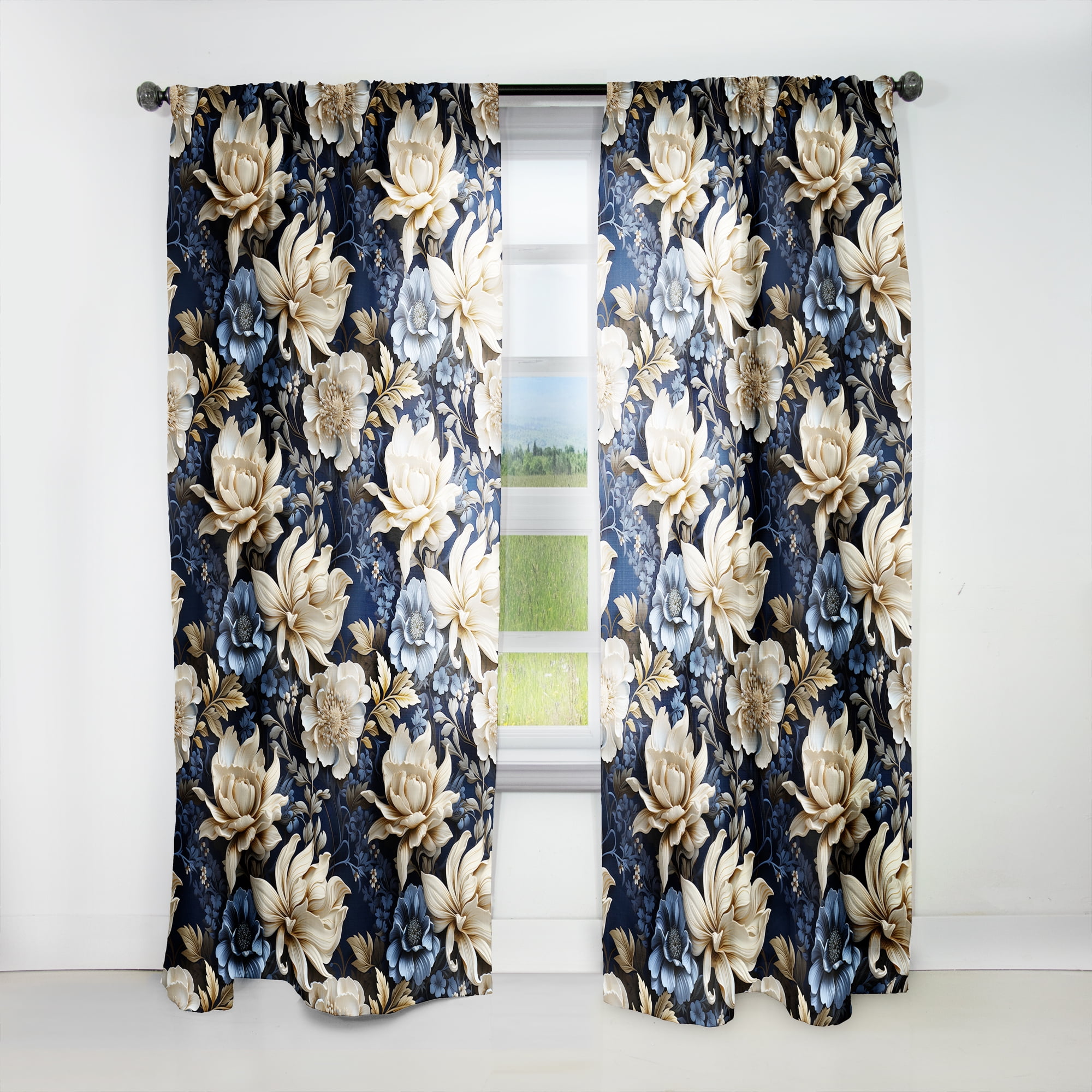 Designart "Deep Blue And White Daisy In Tranquility III" Floral Room ...