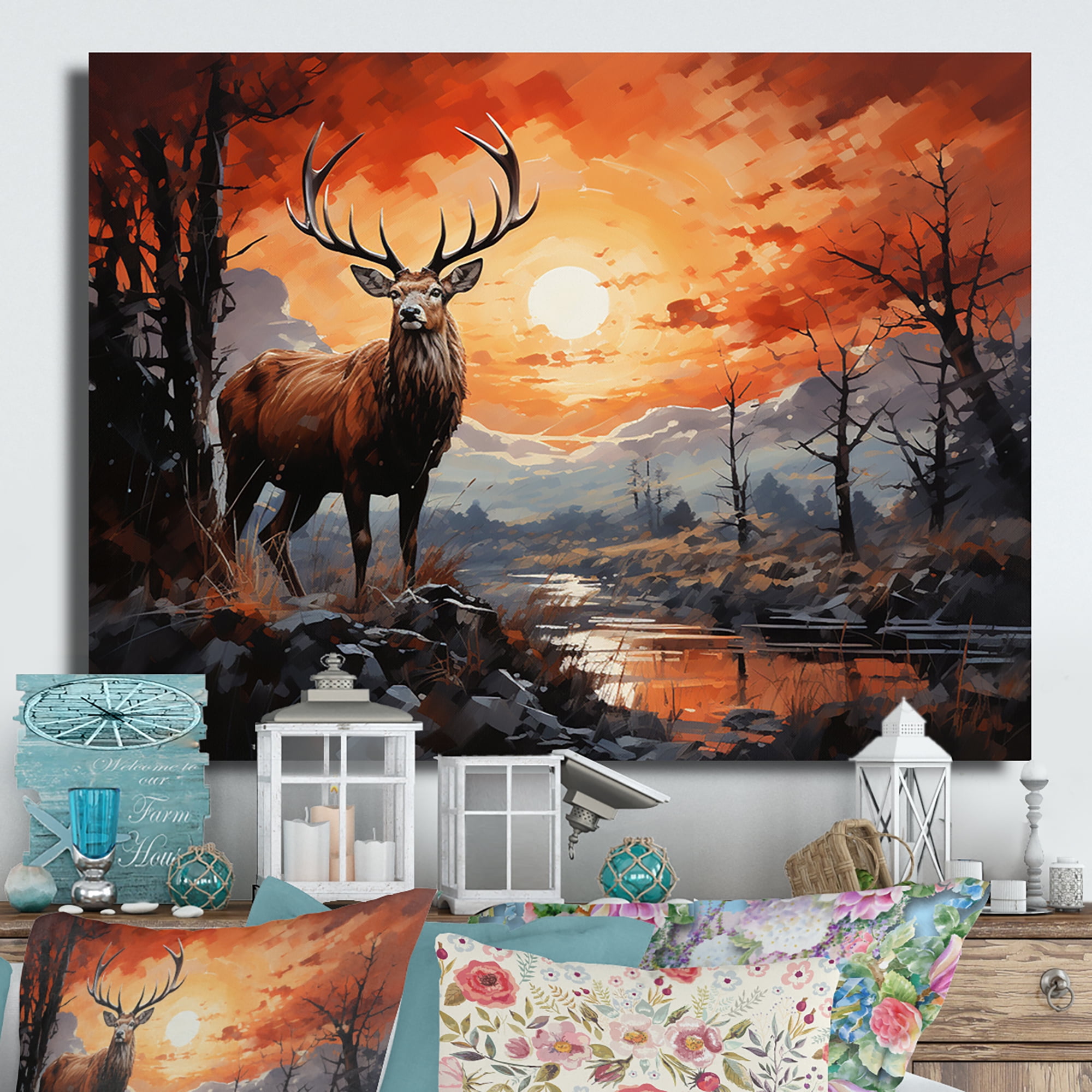 Designart "Deer Bold form" Animals Metal Art Living Room - Walmart.com