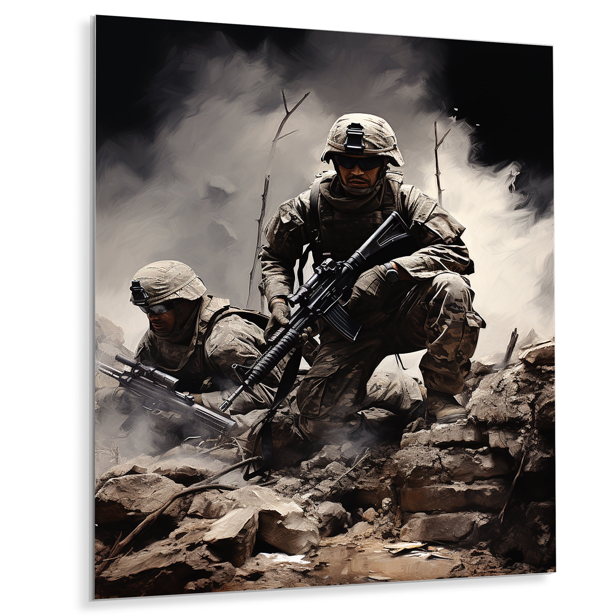 Designart "Defending The Military Frontline II" Army Metal Wall Art ...