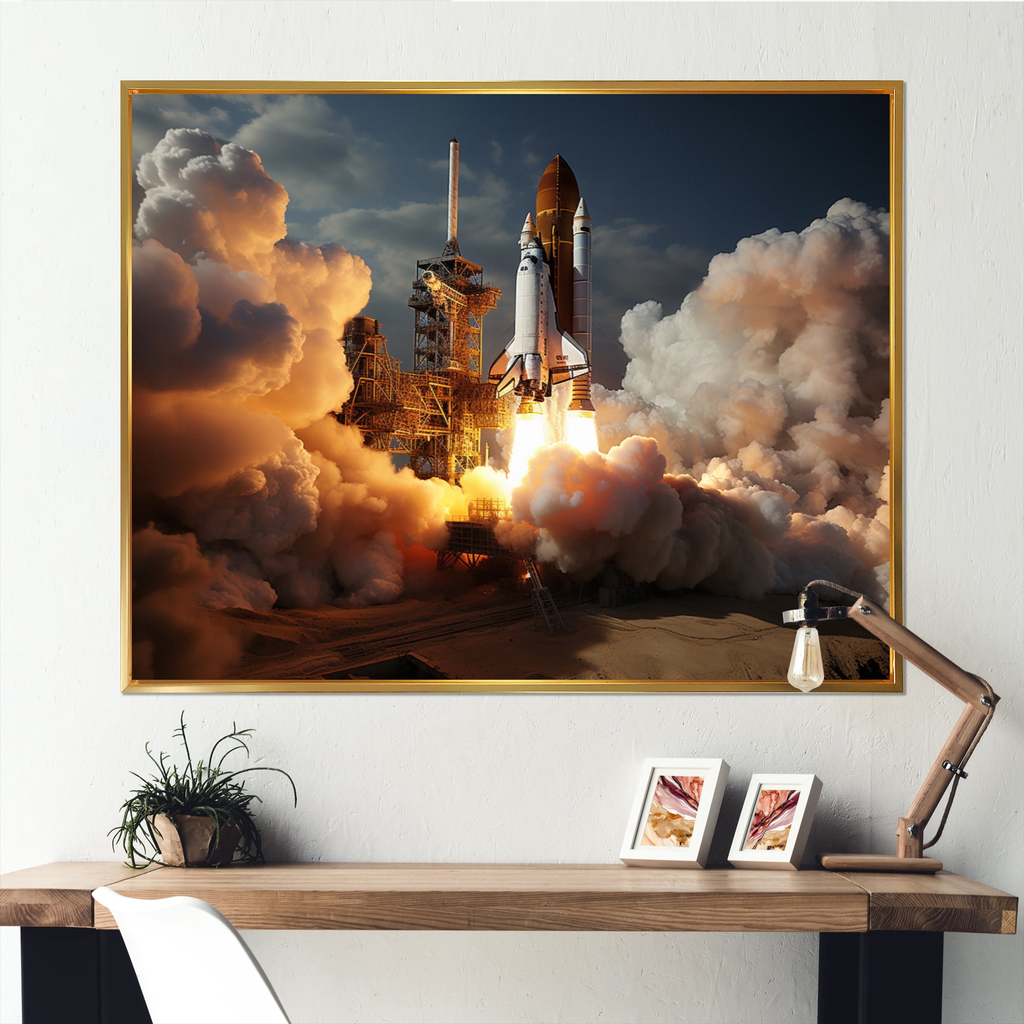 Designart "Delicate Maneuvering Space Shuttle" Space Shuttle Floater ...