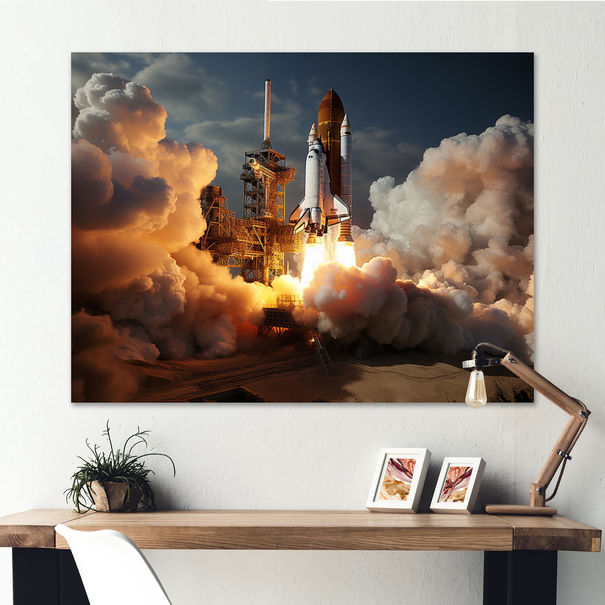 Designart "Delicate Maneuvering Space Shuttle" Space Shuttle Wall Art ...