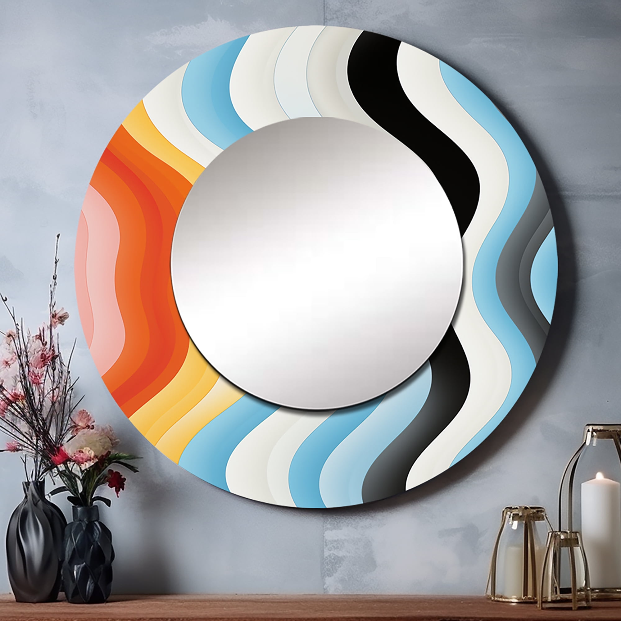 Designart "Delirium of Straight Lines in Op Art I" Abstract Multi-Color ...