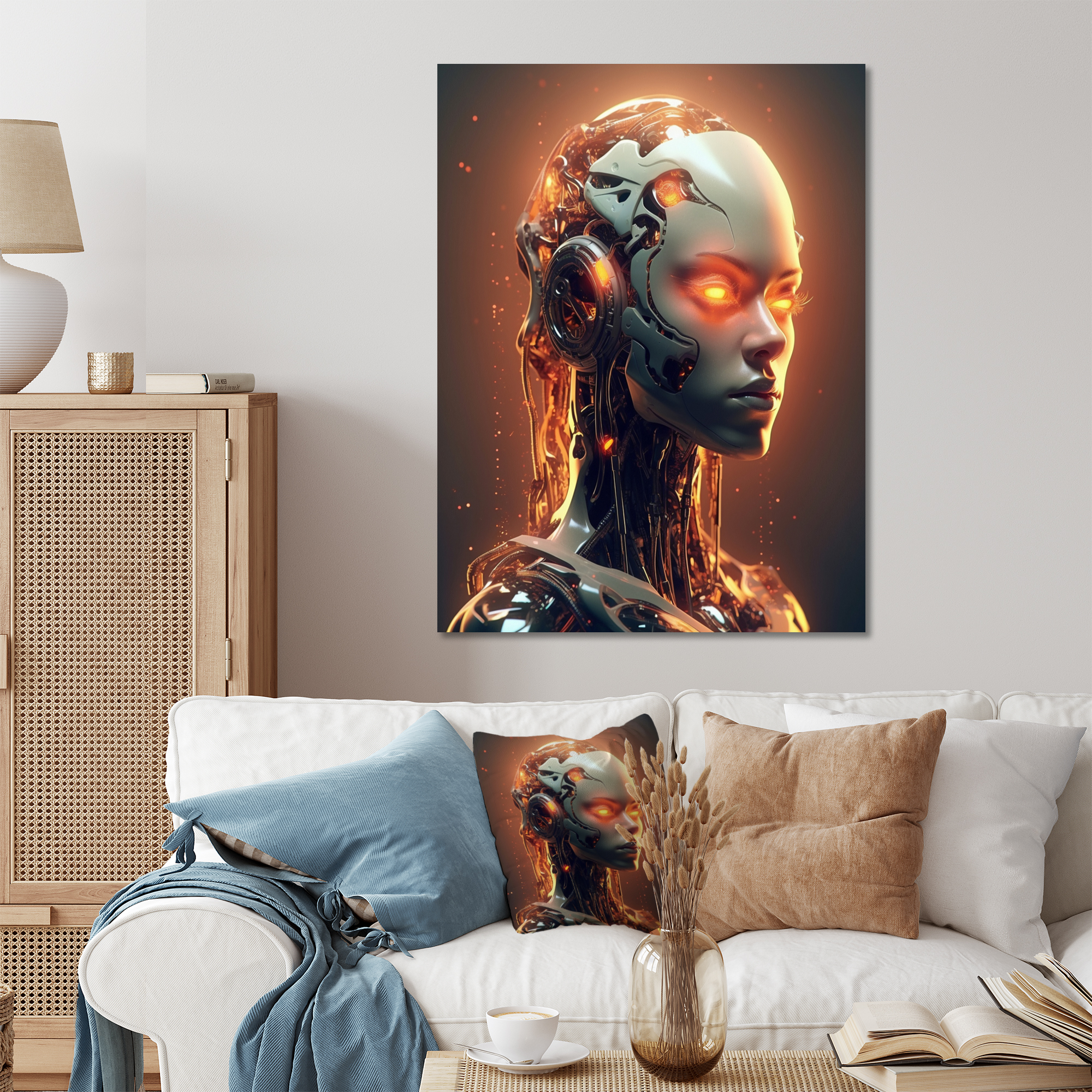 Designart "Demon of the Machines II" Robot Metal Art Living Room ...