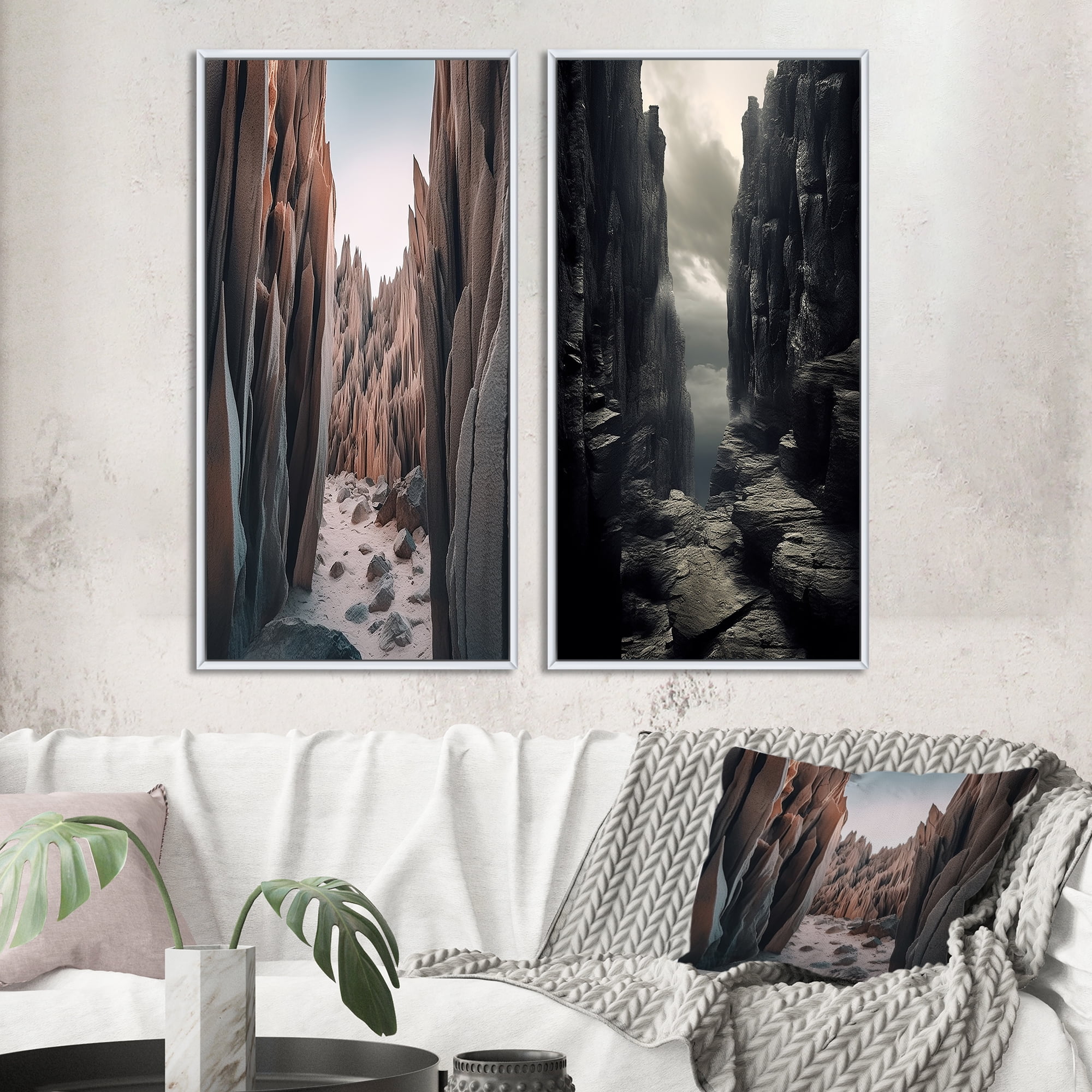 Designart "Desert Landscape Vertical Plains and Rocks III" Meadow ...