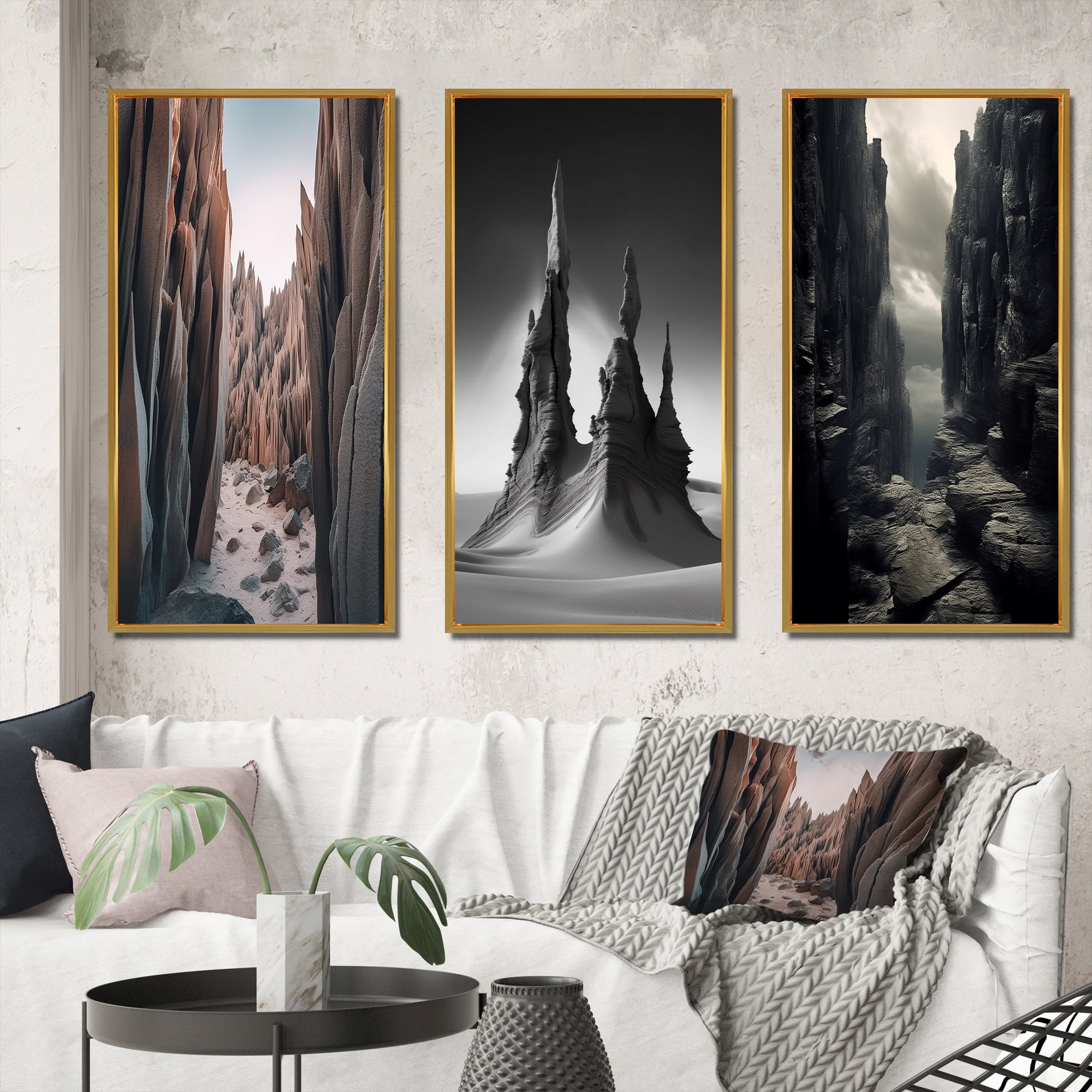 Designart "Desert Landscape Vertical Plains and Rocks III" Meadow ...