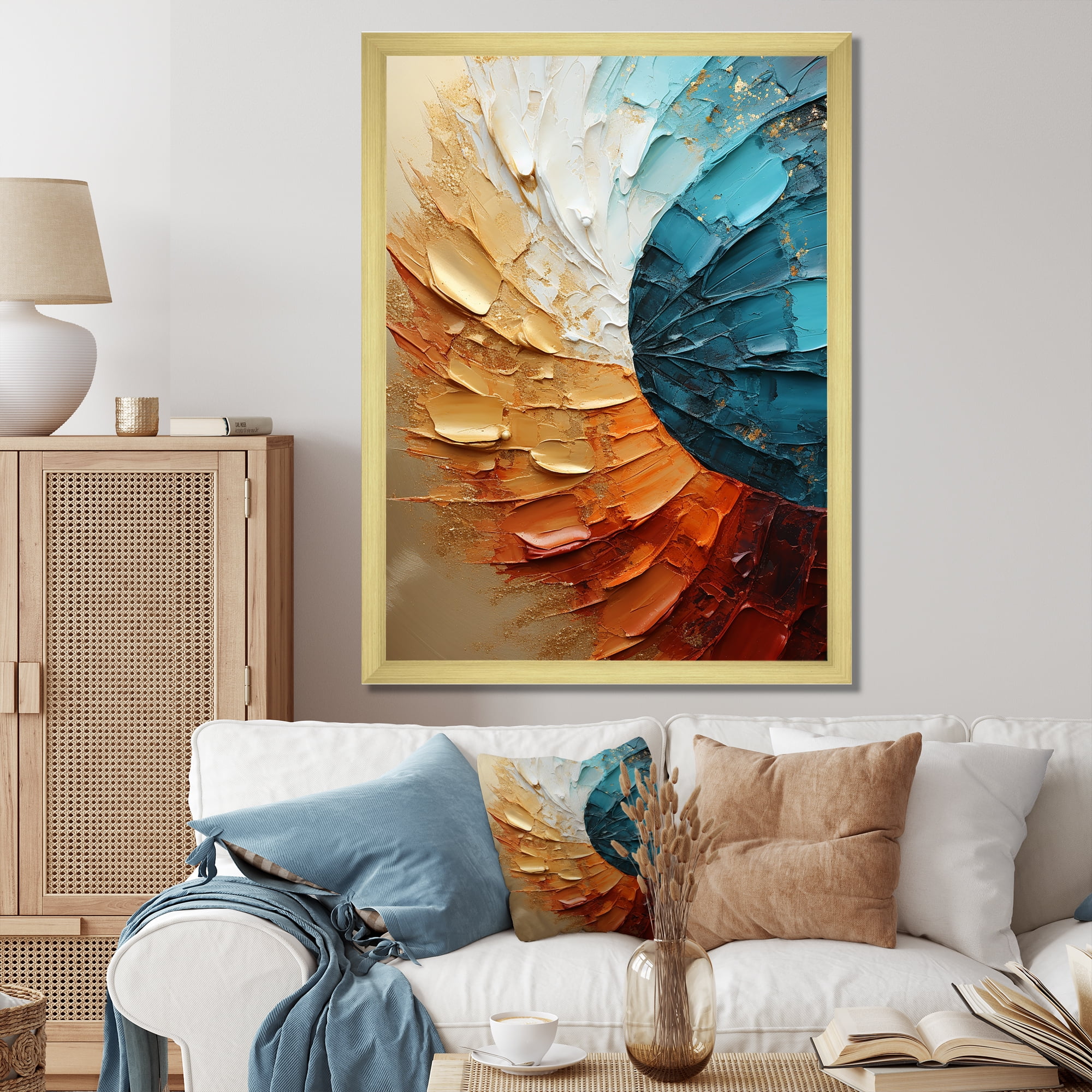 Designart "Desert Mirage Spiral In Gold And Blue" Abstract Spirals ...