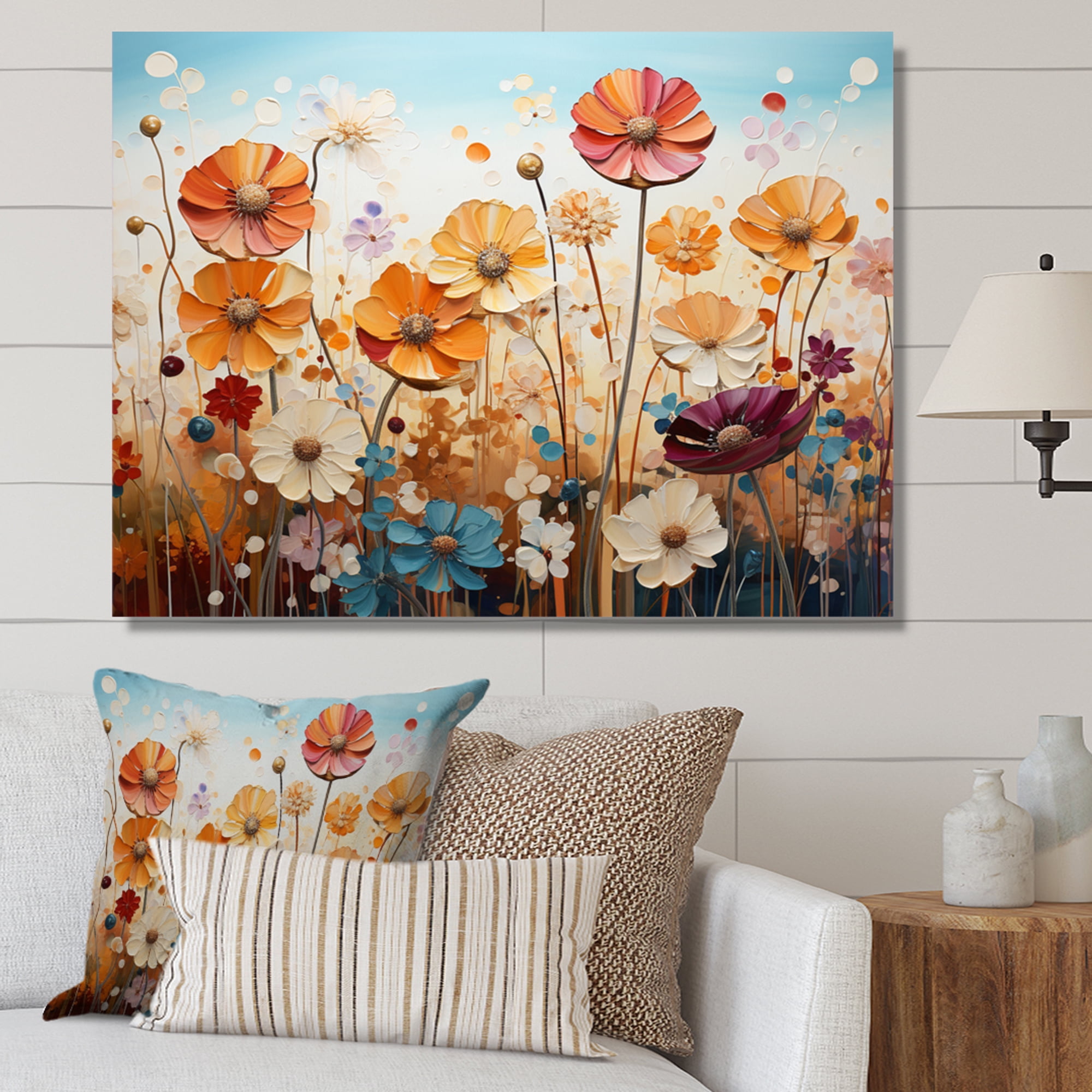 Designart "Desert happiness Pointillism" Modern Wall Art Living Room ...