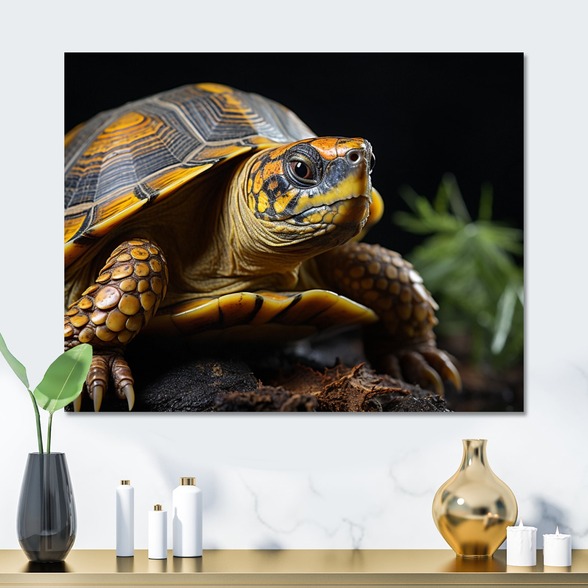 Designart "Detailed Portrait of a Turtle I" Animals Turtle Metal Wall ...