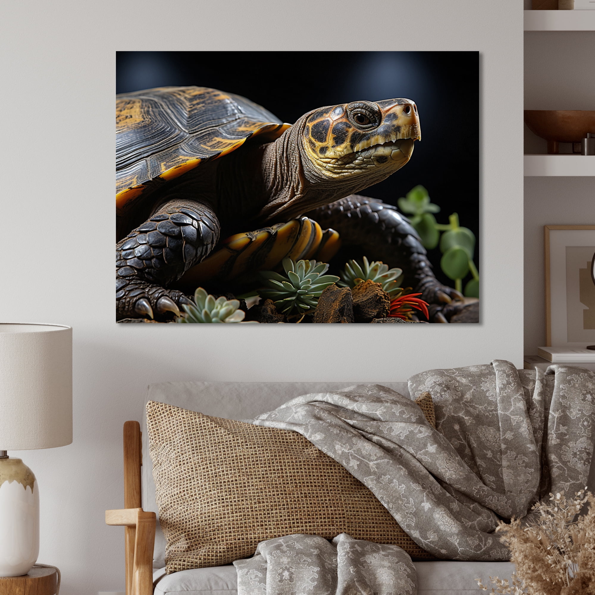 Designart "Detailed Portrait of a Turtle II" Animals Metal Art Print ...