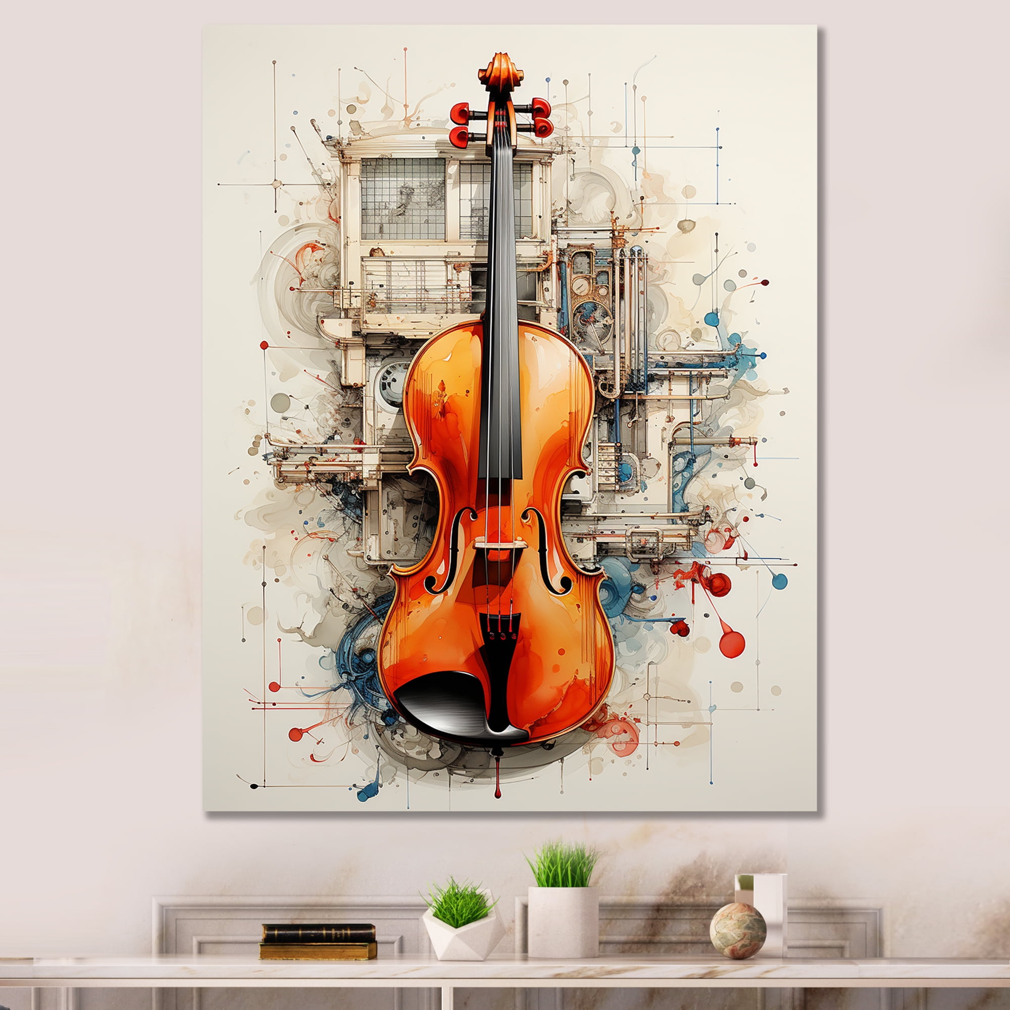 Designart "Diagrammatic Music Instrument Sketch" Music Canvas Prints ...
