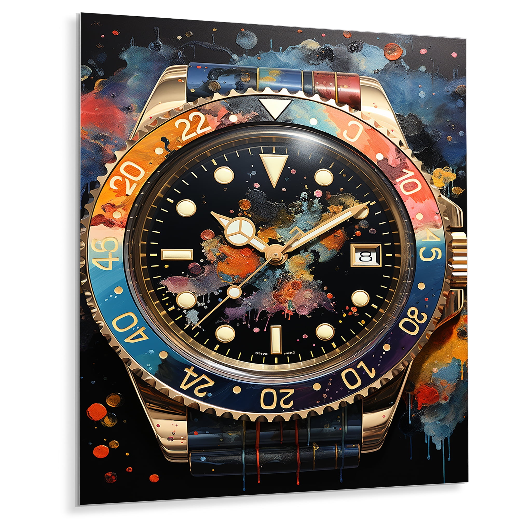 Designart "Diamond Dusk Luxury Watch painting II" Watches Metal Art ...