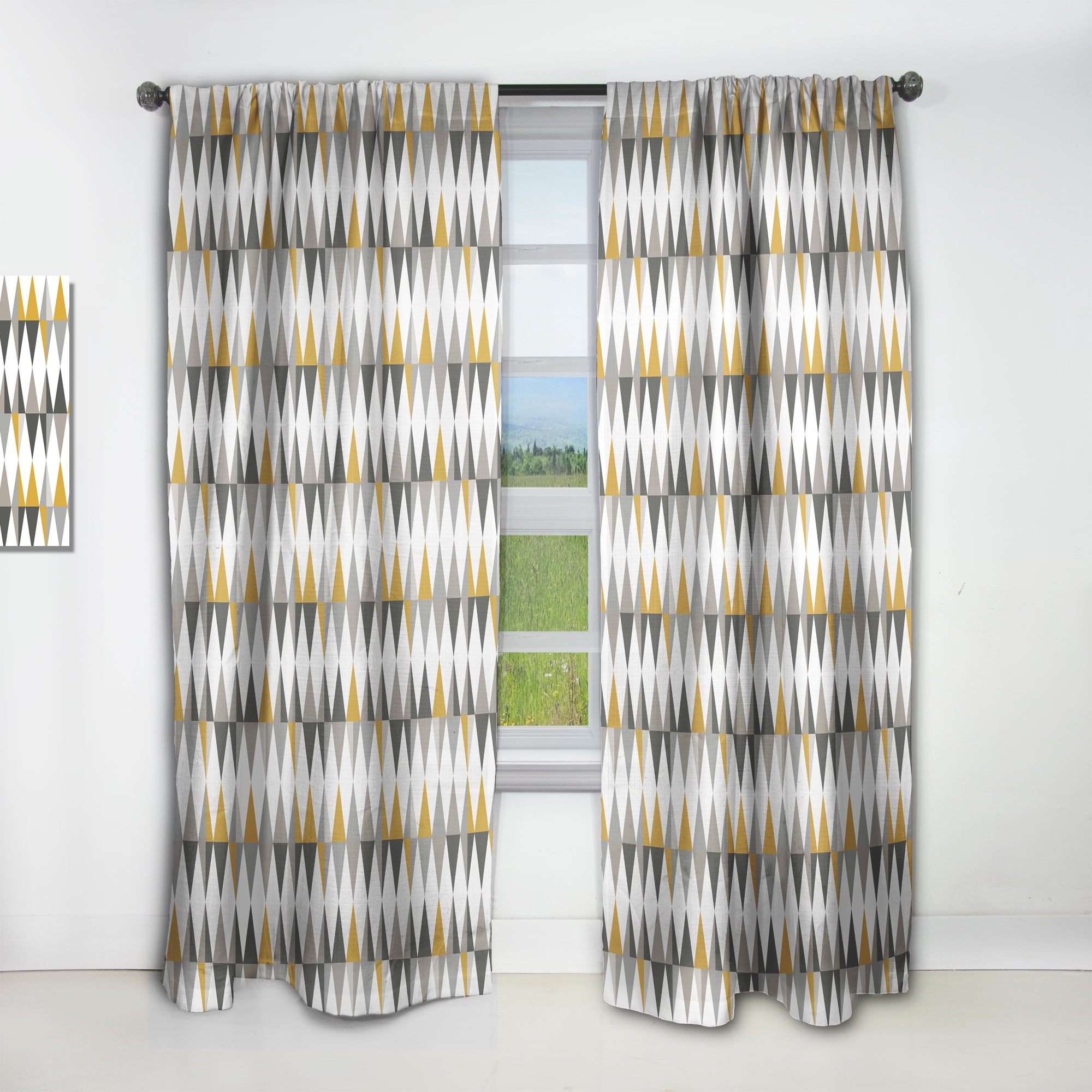 Designart 'Diamond Retro Pattern VIII' Mid-Century Modern Curtain Panel ...