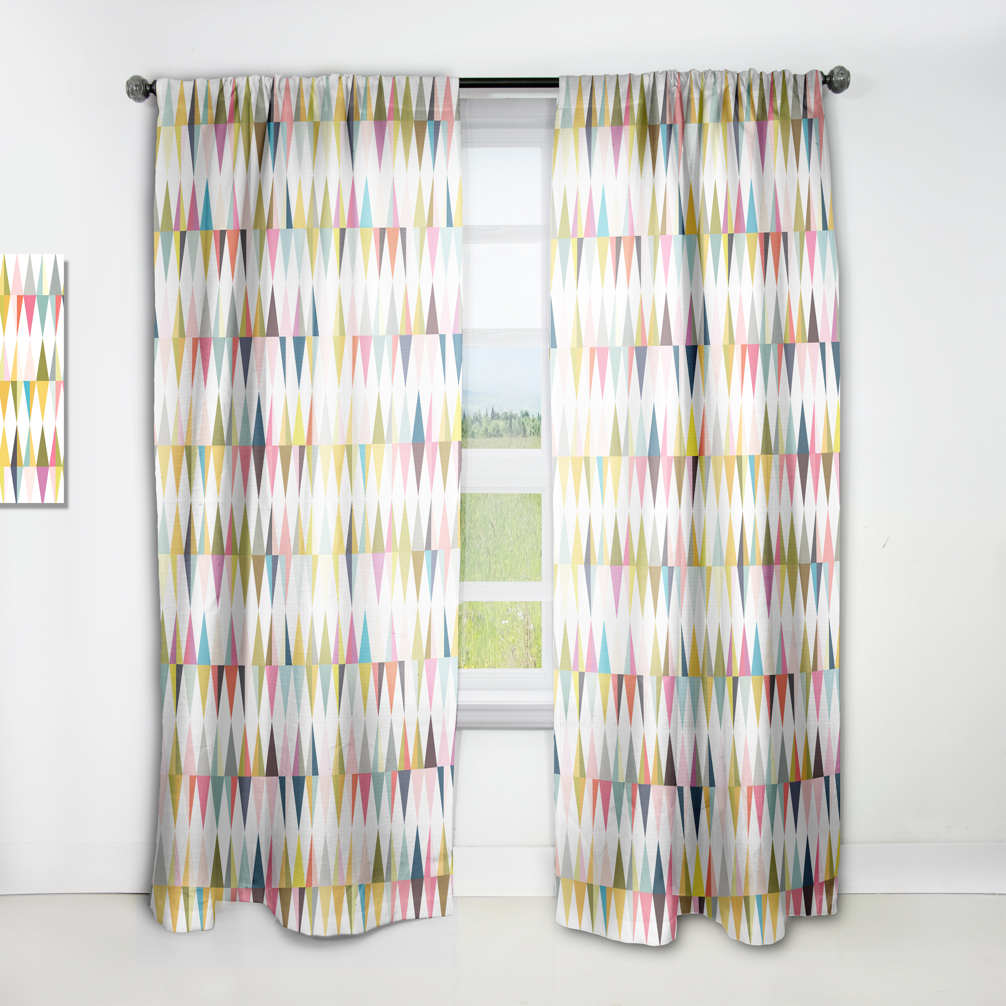 Designart 'Diamond Retro Pattern XI' Mid-Century Modern Curtain Panel ...