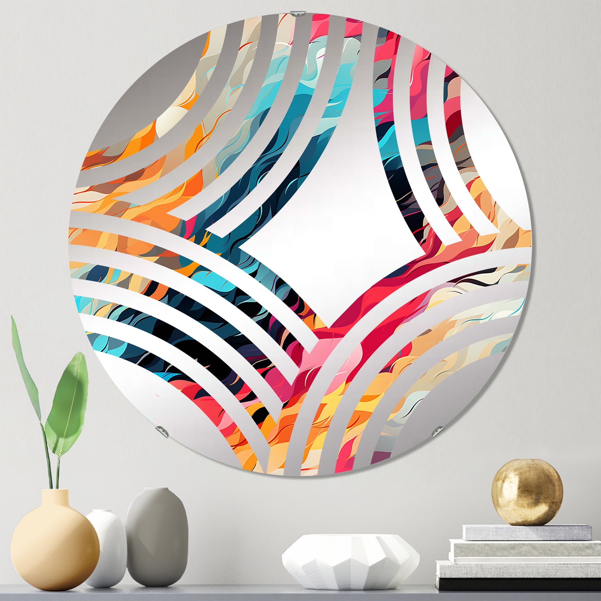 Designart "Digital Realm Rainbow Colors" Abstract Baptist Fan Round ...