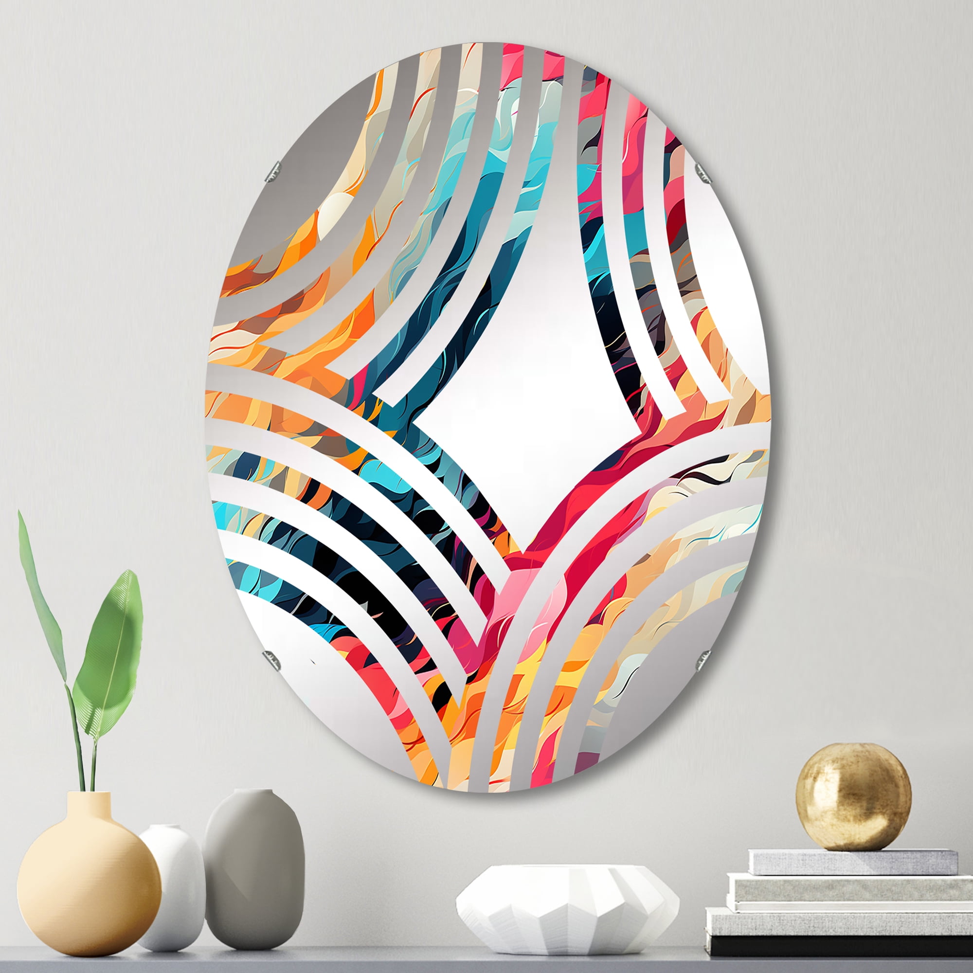 Designart "Digital Realm Rainbow Colors" Abstract Baptist Fan Round ...